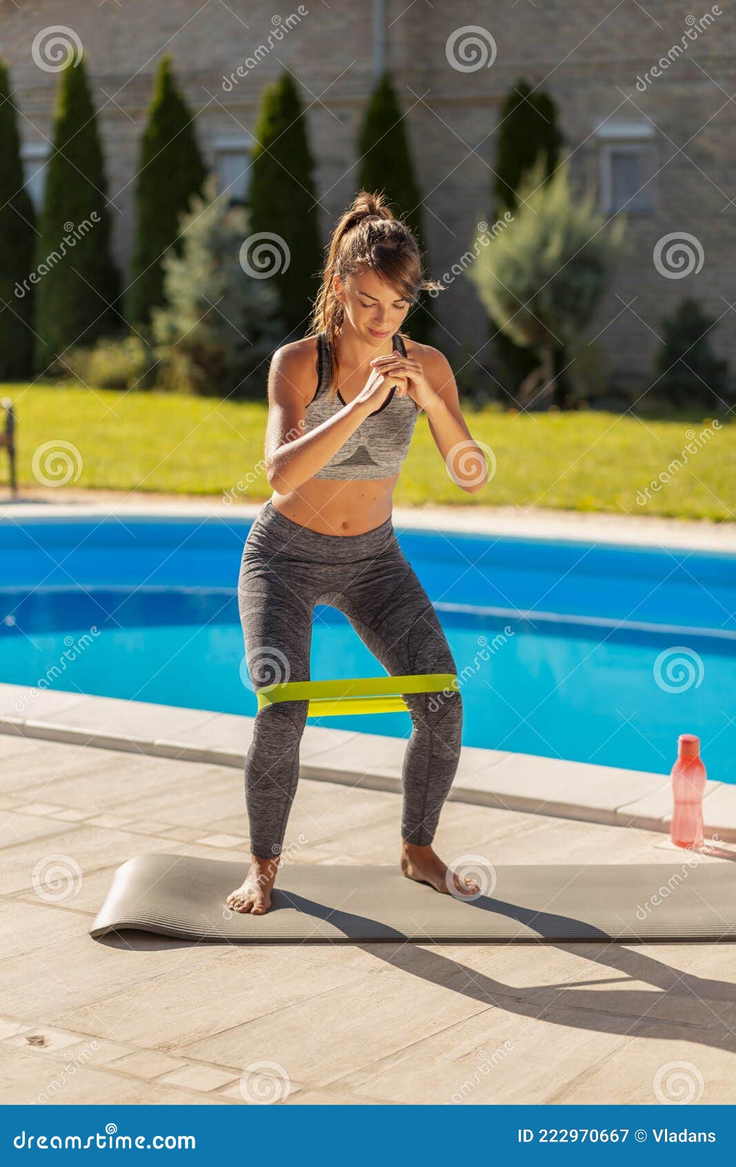 Woman Doing Squats while Training Outdoors Stock Image - Image of ...