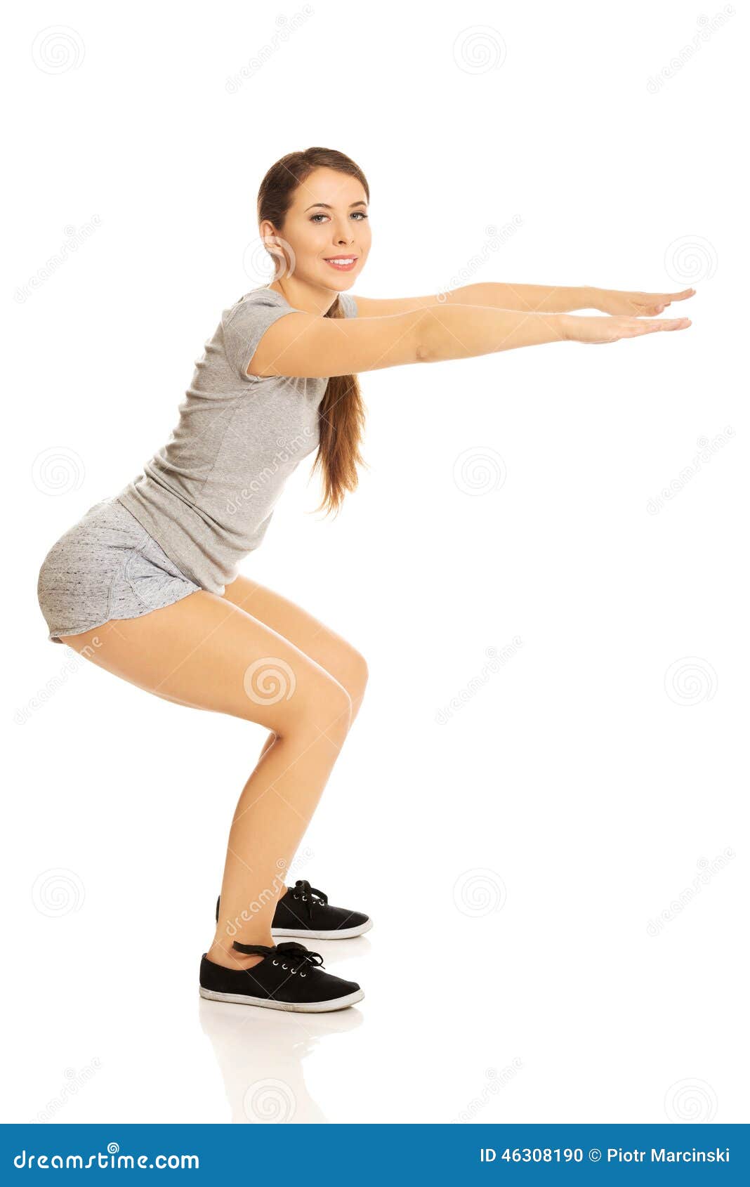 Woman doing squats stock photo. Image of attractive, athletic - 46308190