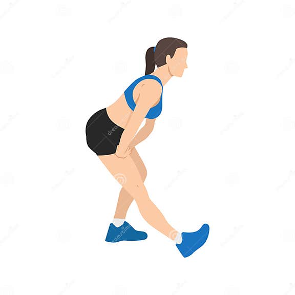 Woman Doing Standing Hamstring Stretch Exercise Stock Illustration ...