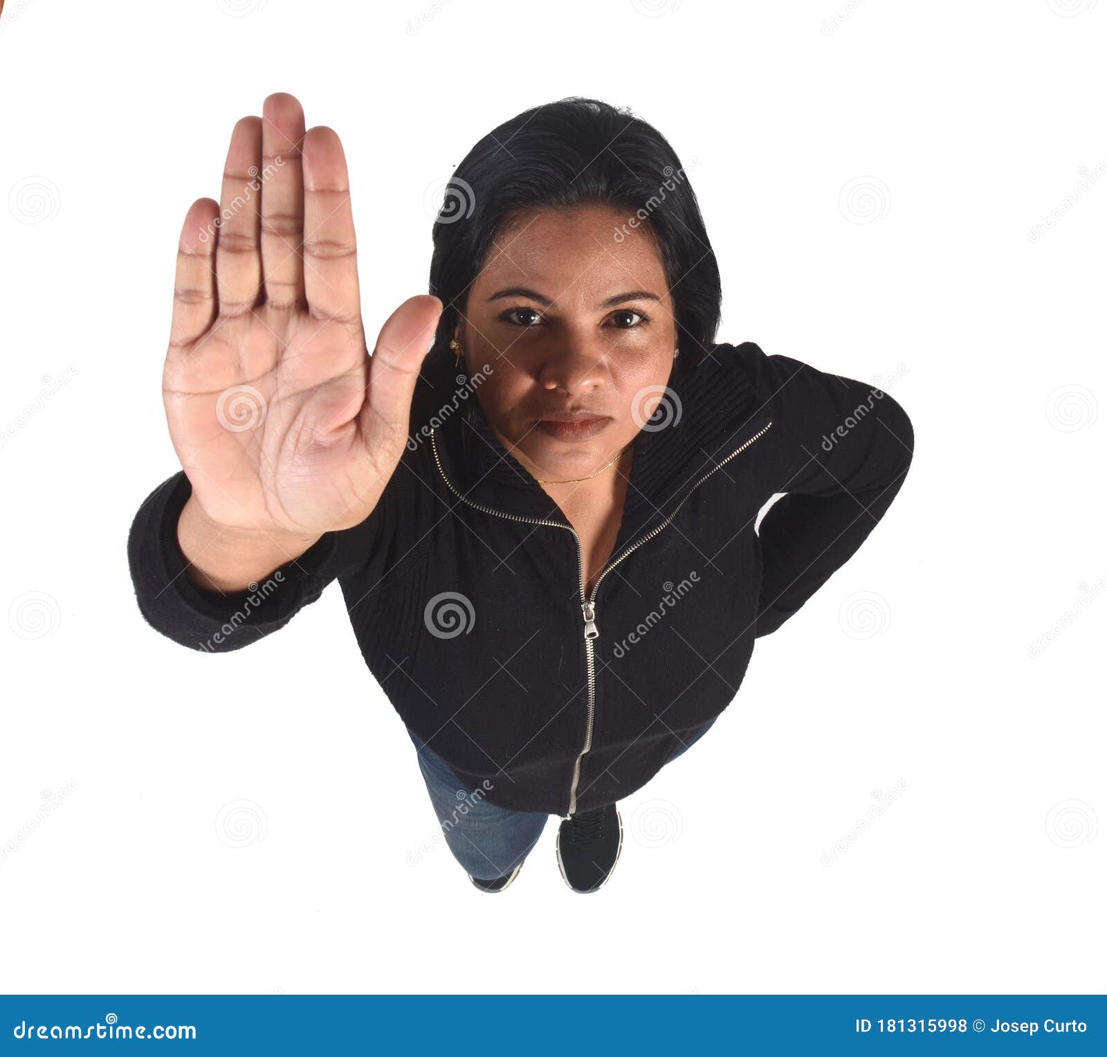 Woman Doing Stop with Her Hand Stock Photo - Image of latin, view ...