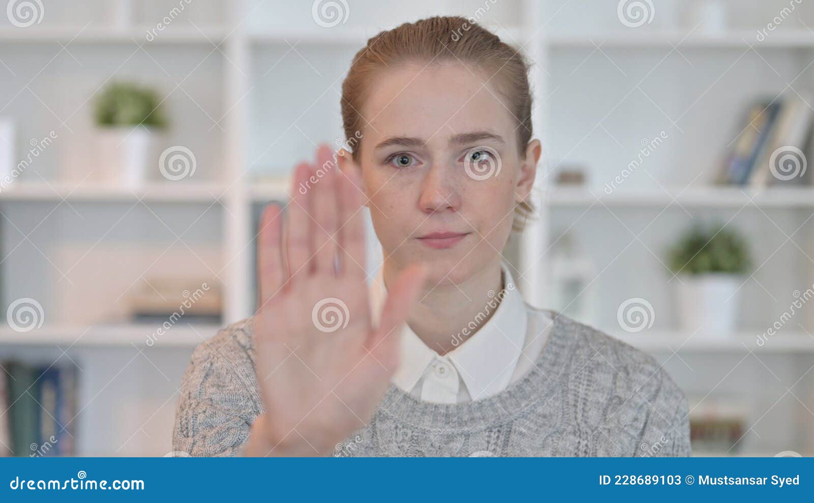 Woman Doing Stop Sign with Hand Stock Image - Image of businessman ...