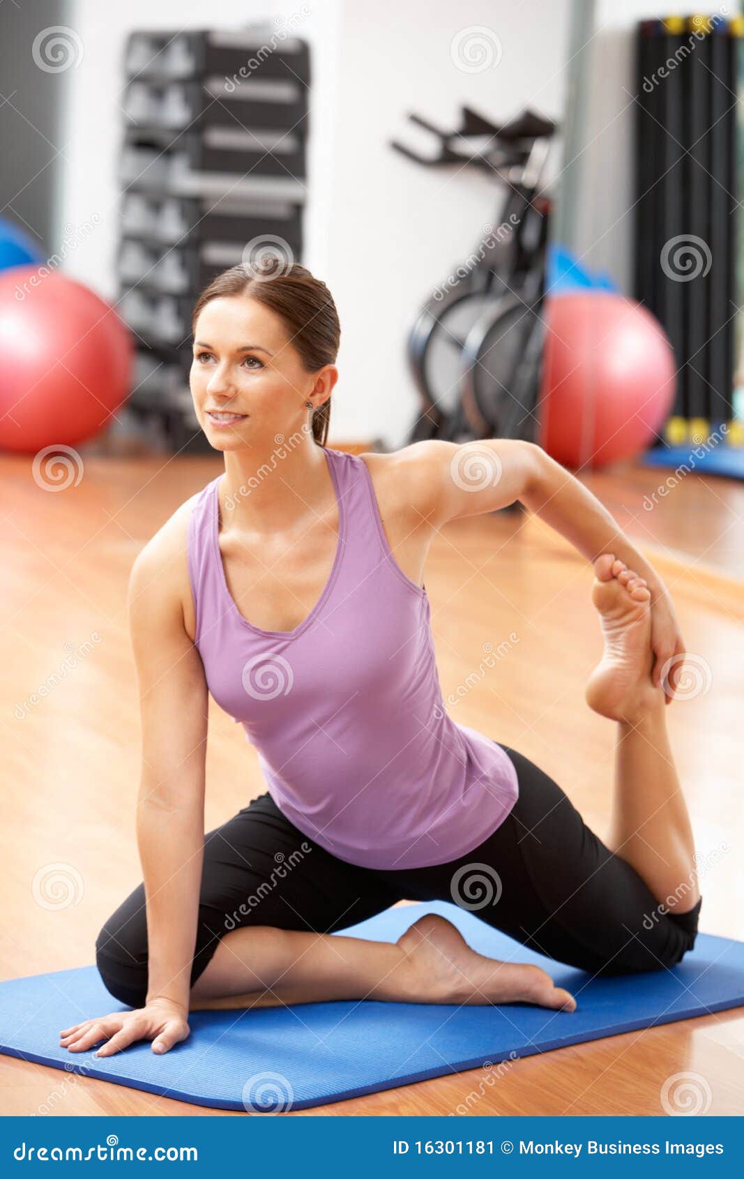 Woman Doing Stretching Exercises Stock Image - Image of happy, enjoying ...