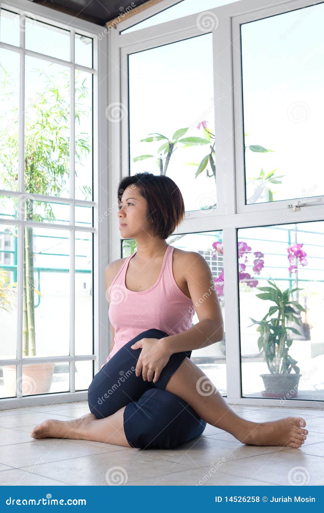 Woman Doing Stretching of Her Back Exercise. Stock Photo - Image of ...