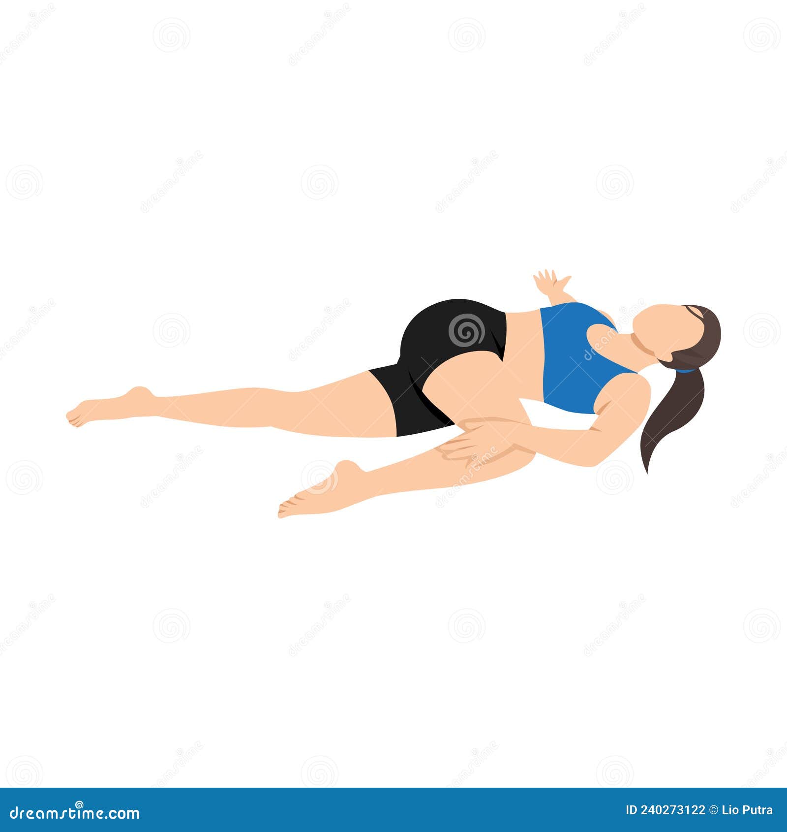 Man Doing Supta Matsyendrasana Yoga Pose, Reclined Spinal Twist Pose ...