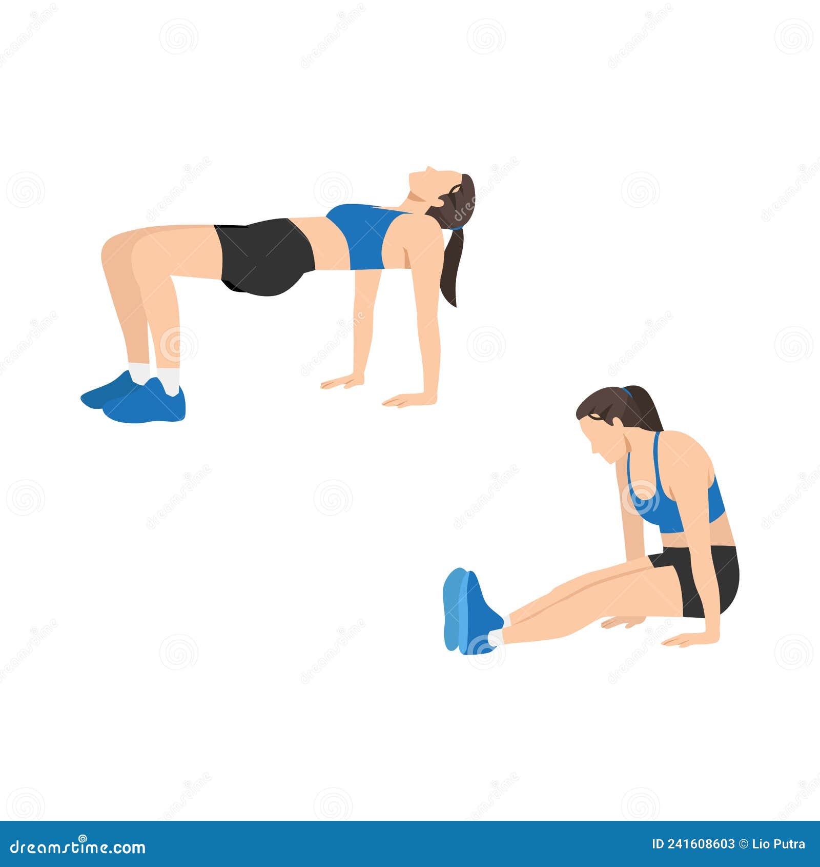 Woman Doing Tabletop Reverse Pike Exercise. Stock Vector - Illustration ...