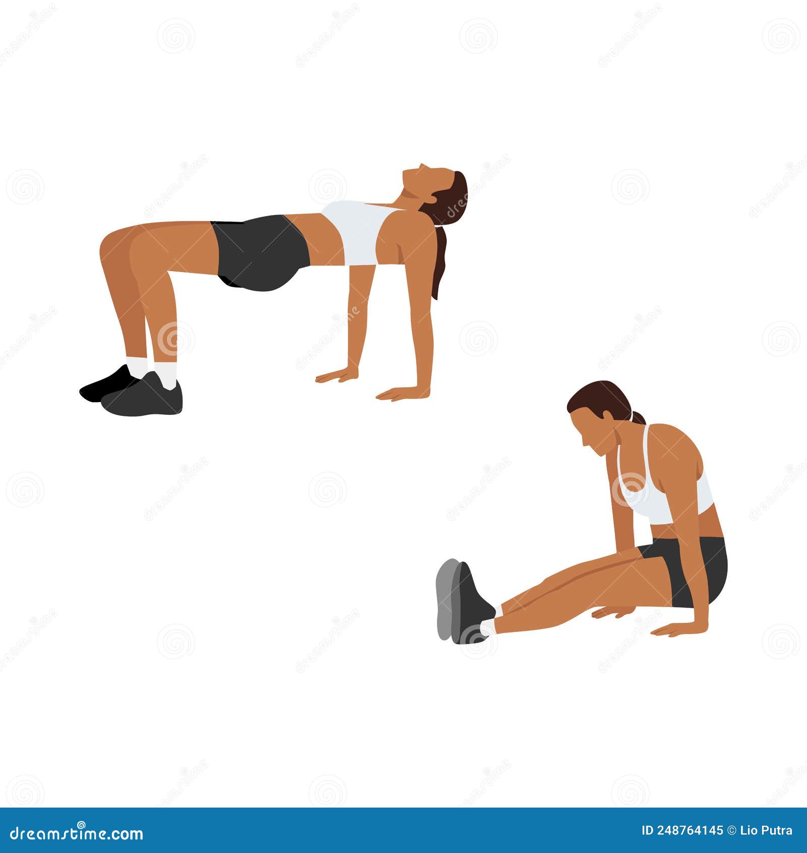 Man Doing Pike Push Up Exercise. Flat Vector | CartoonDealer.com #233902579