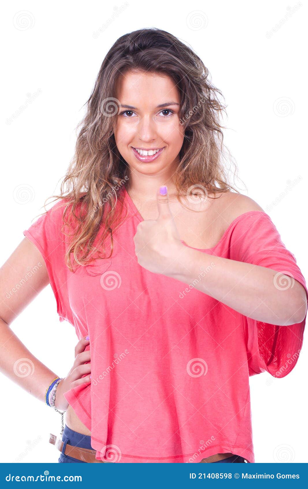 Woman Doing Thumb Up and Smiling Stock Photo - Image of person ...