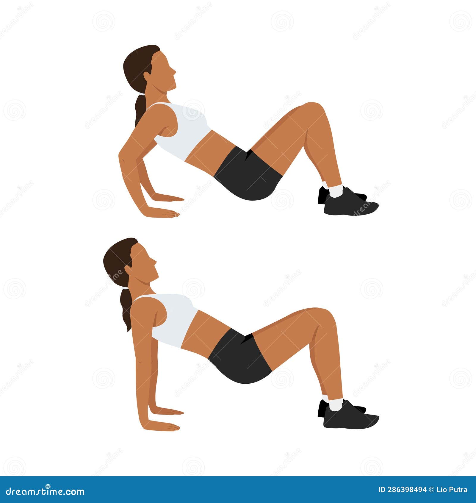 Triceps Dips Female Home Workout Exercise Blakc And White Guide ...