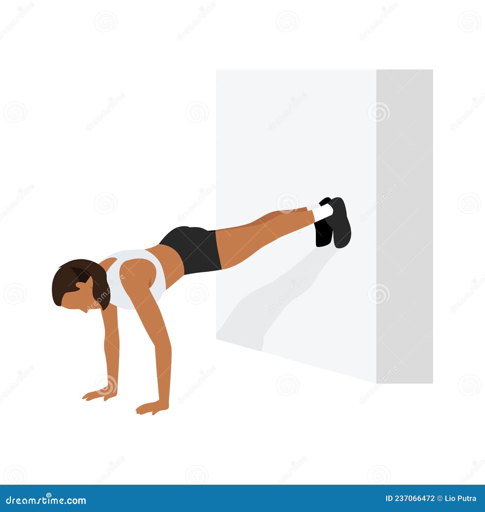 Woman Doing Wall Push Ups Exercise. Flat Vector Stock Vector ...