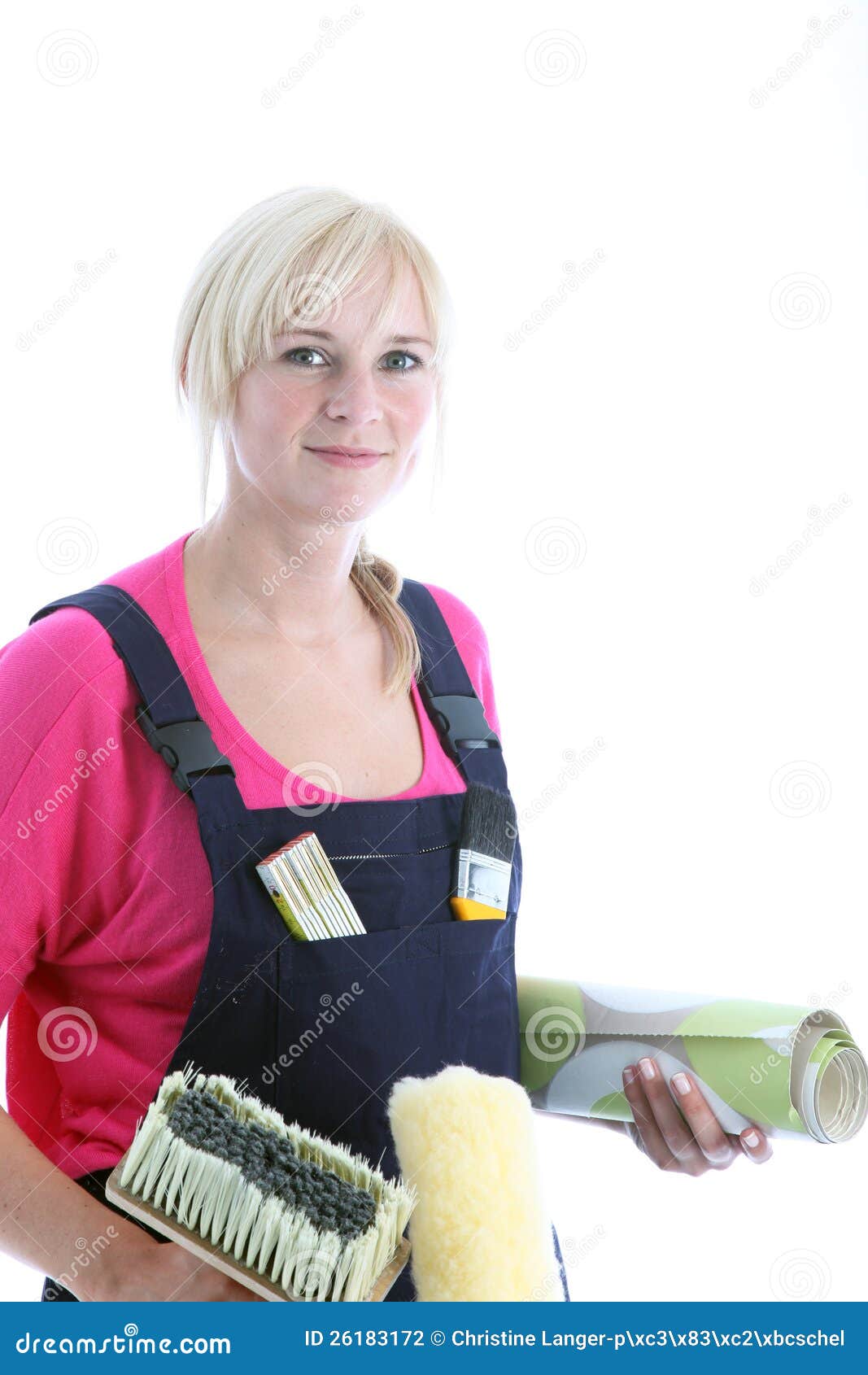 Woman doing wallpapering stock photo. Image of capable - 26183172