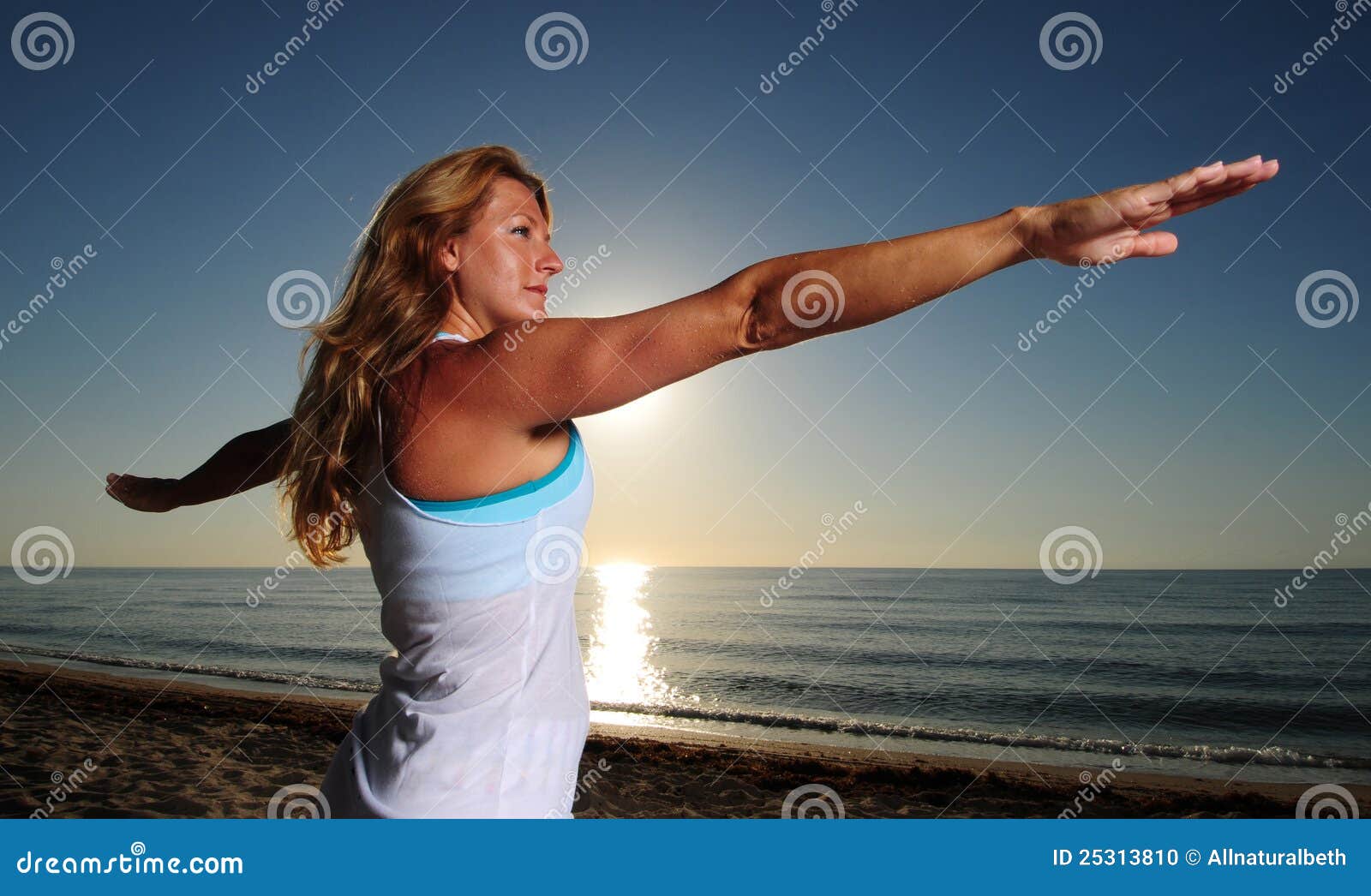 Woman Doing Warrior Pose II (Virabhadrasana II) Stock Photo - Image of ...