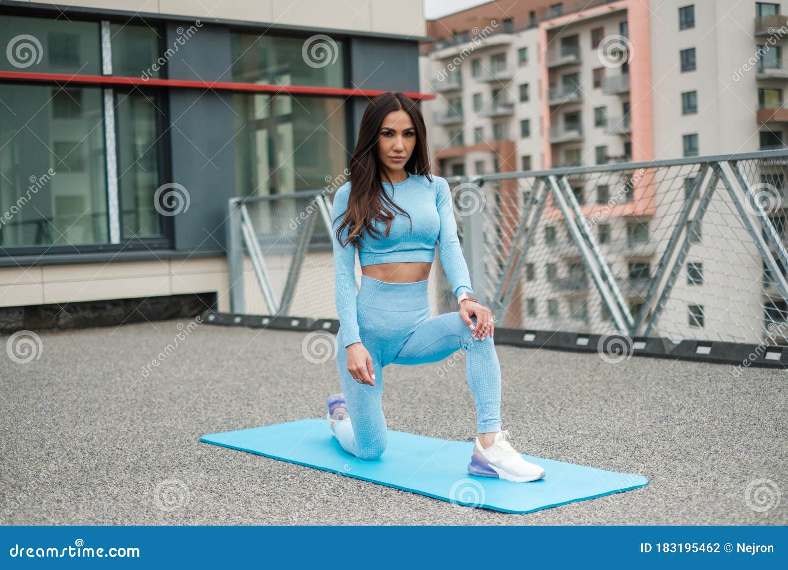 Woman Doing Workout Alone on a Roof Stock Photo - Image of sport ...