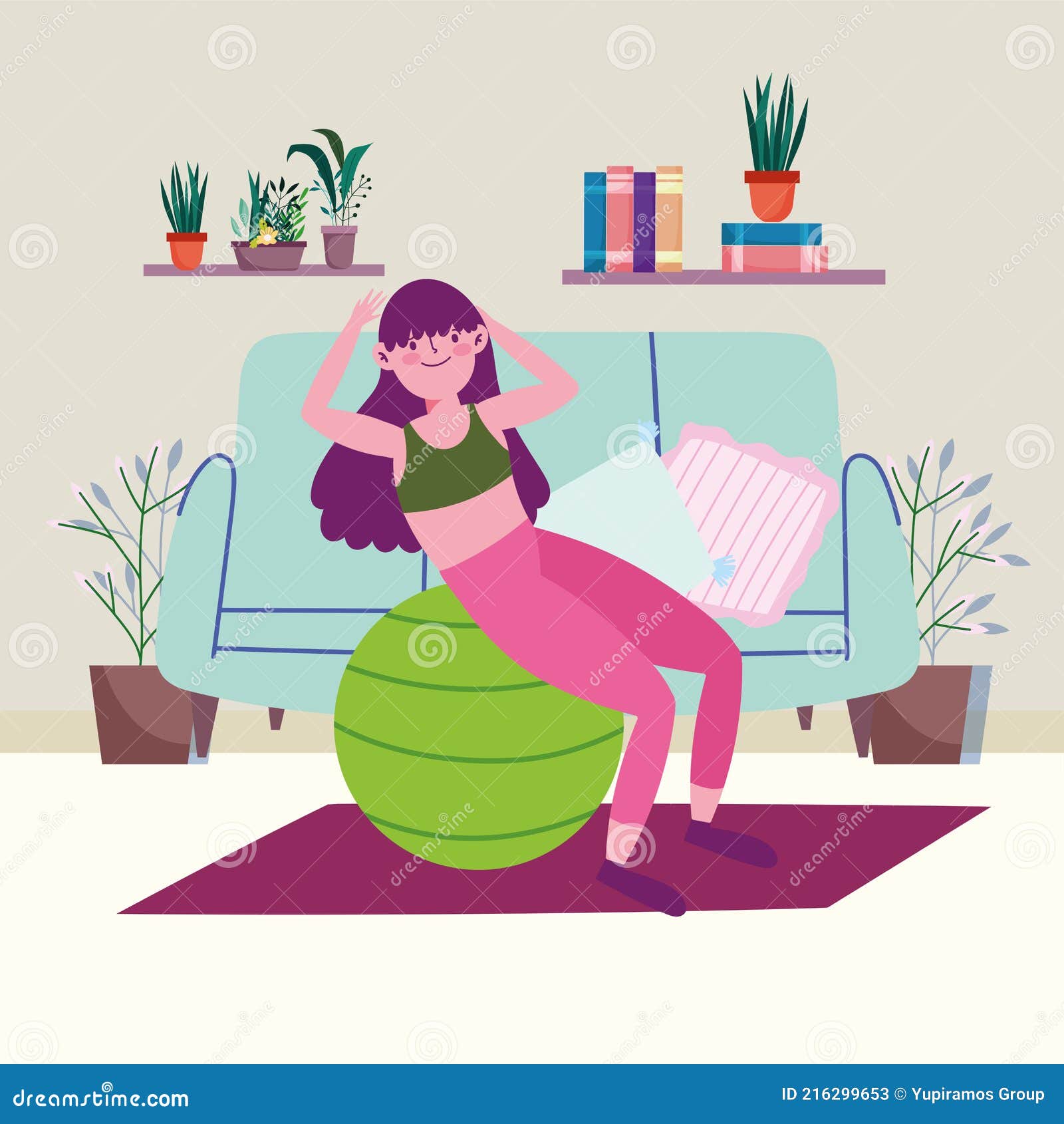 Woman doing workout stock vector. Illustration of active - 216299653