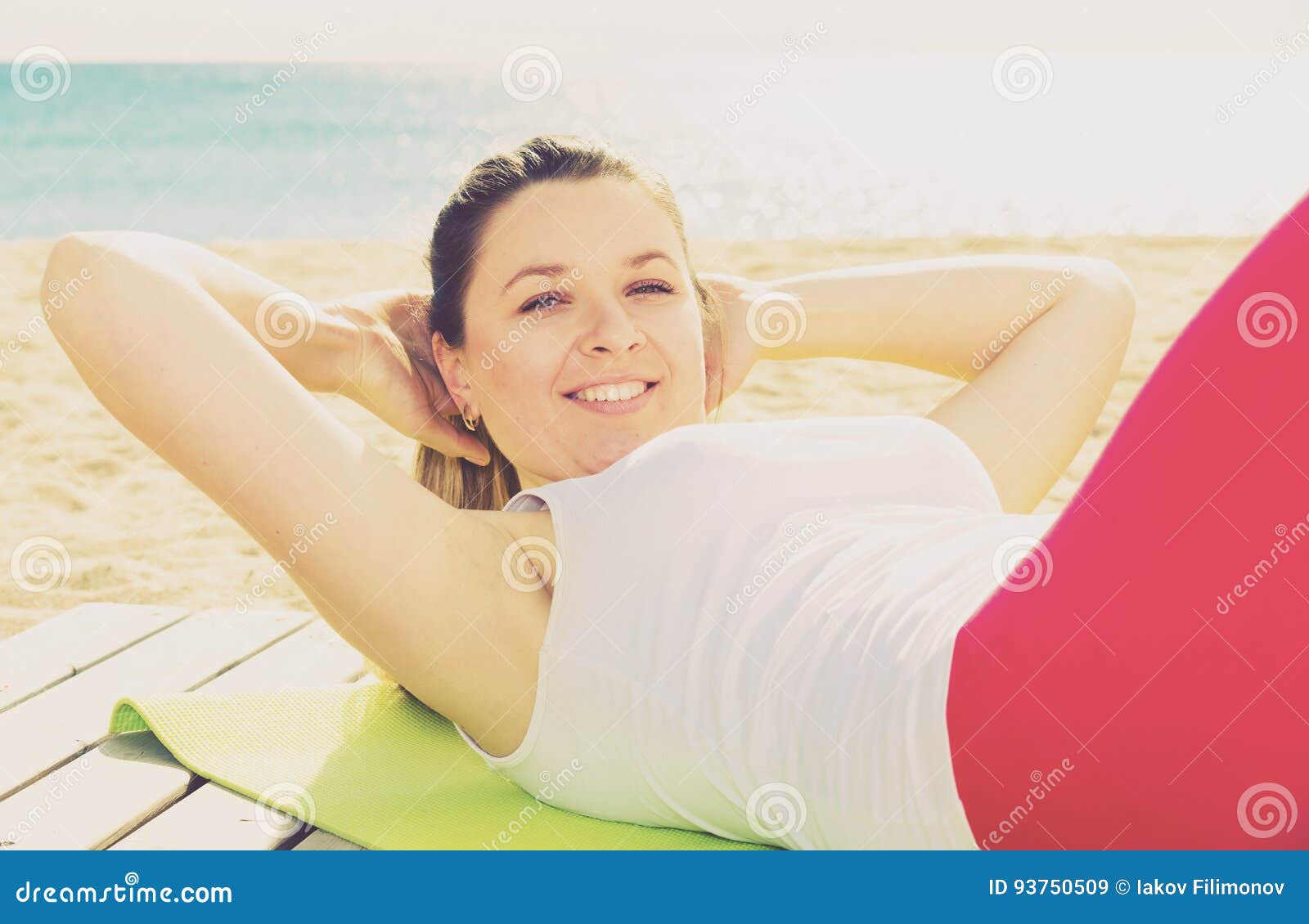 Woman doing workout stock image. Image of practice, effort - 93750509