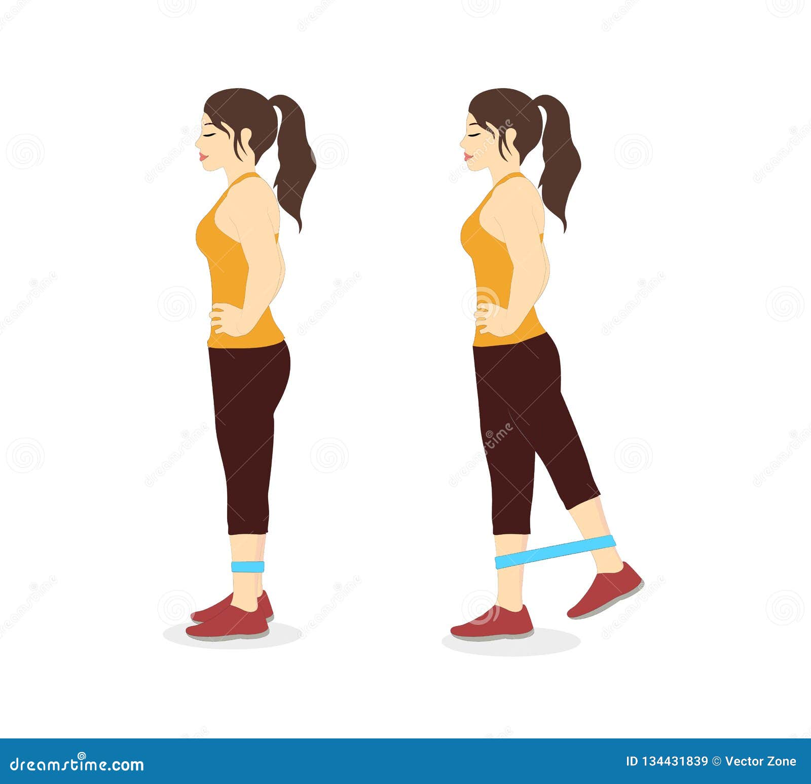 Woman Doing Workout Two Step for Exercise Guide. Stock Vector ...