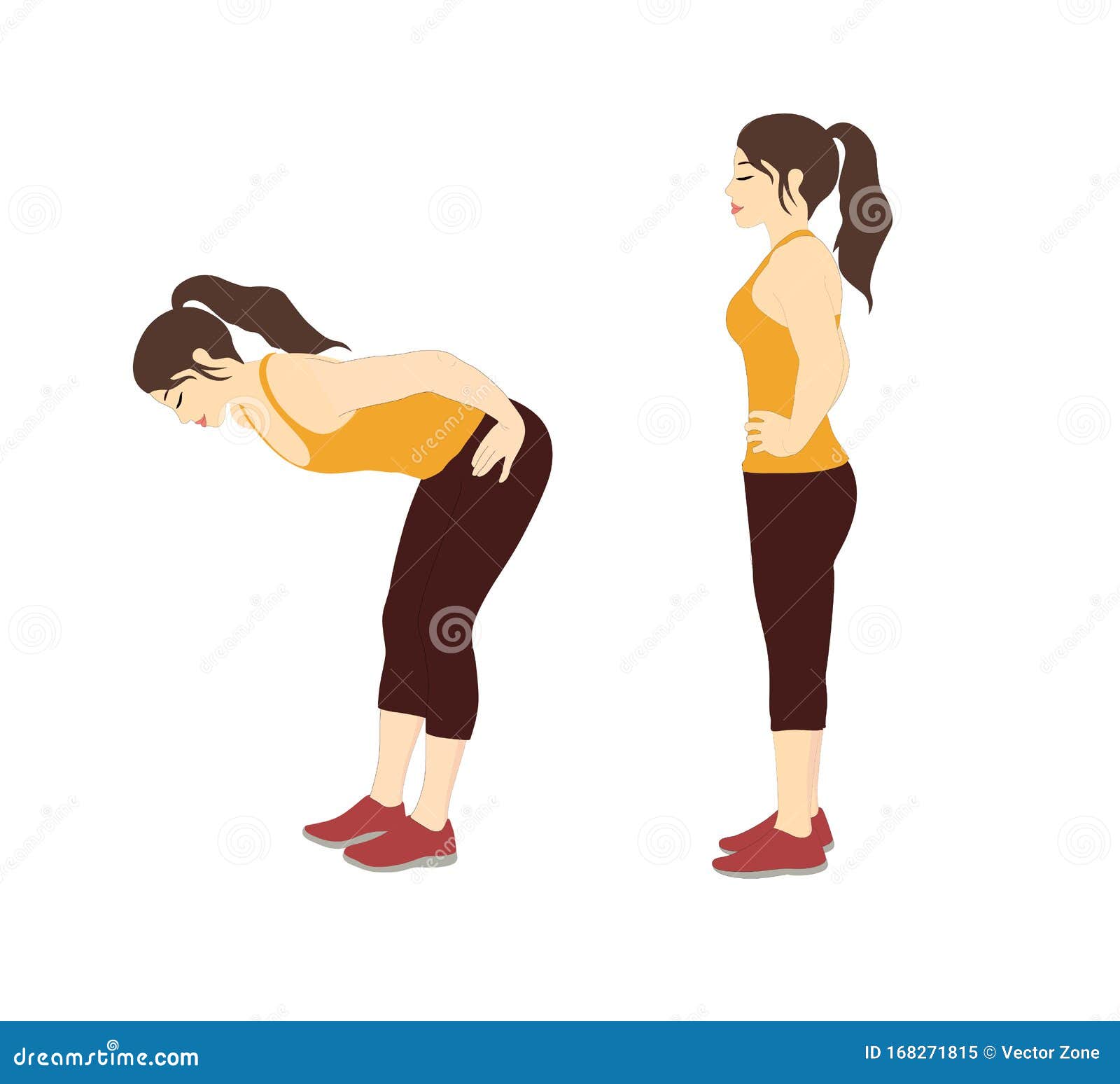 Woman Doing Workout Two Step for Exercise Guide. Stock Vector ...