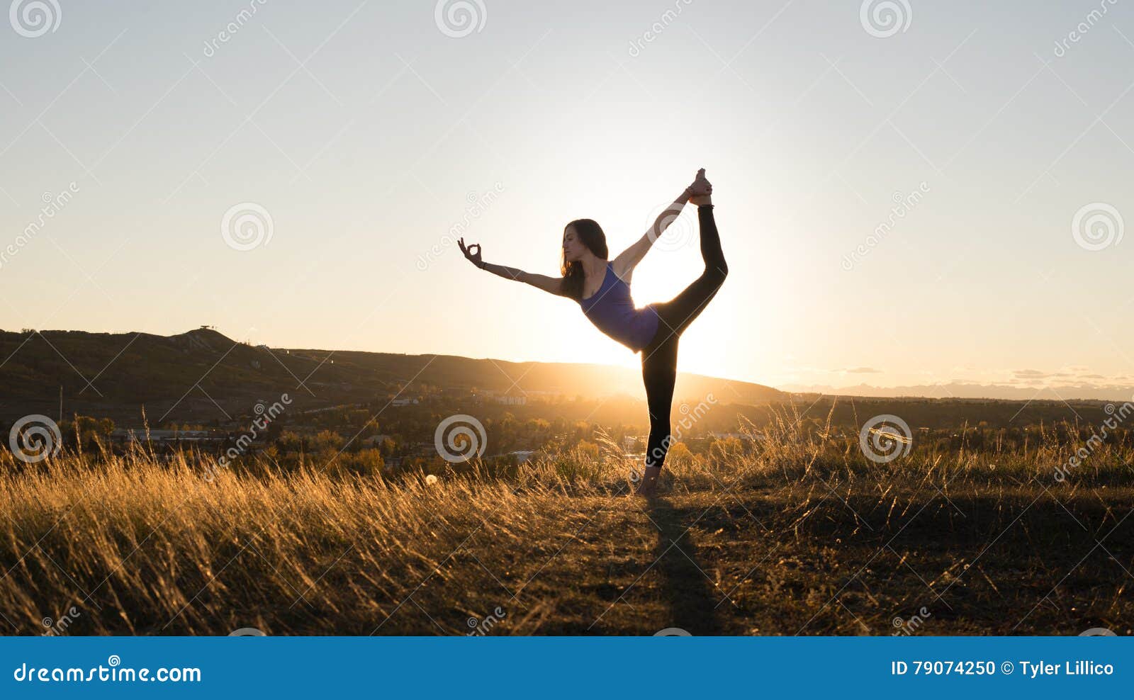 Woman Doing Yoga Dancers Pose during Sunset Stock Photo - Image of ...