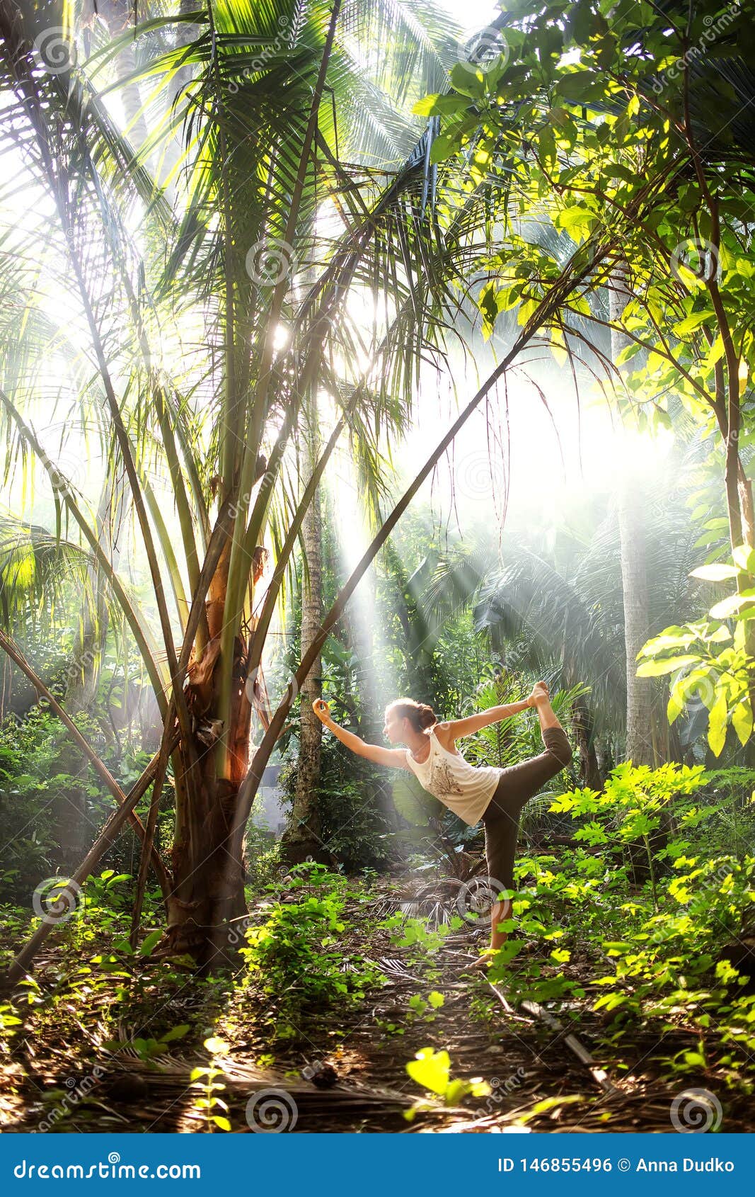 Woman Doing Yoga Outside in Jungle Stock Photo - Image of caucasian ...