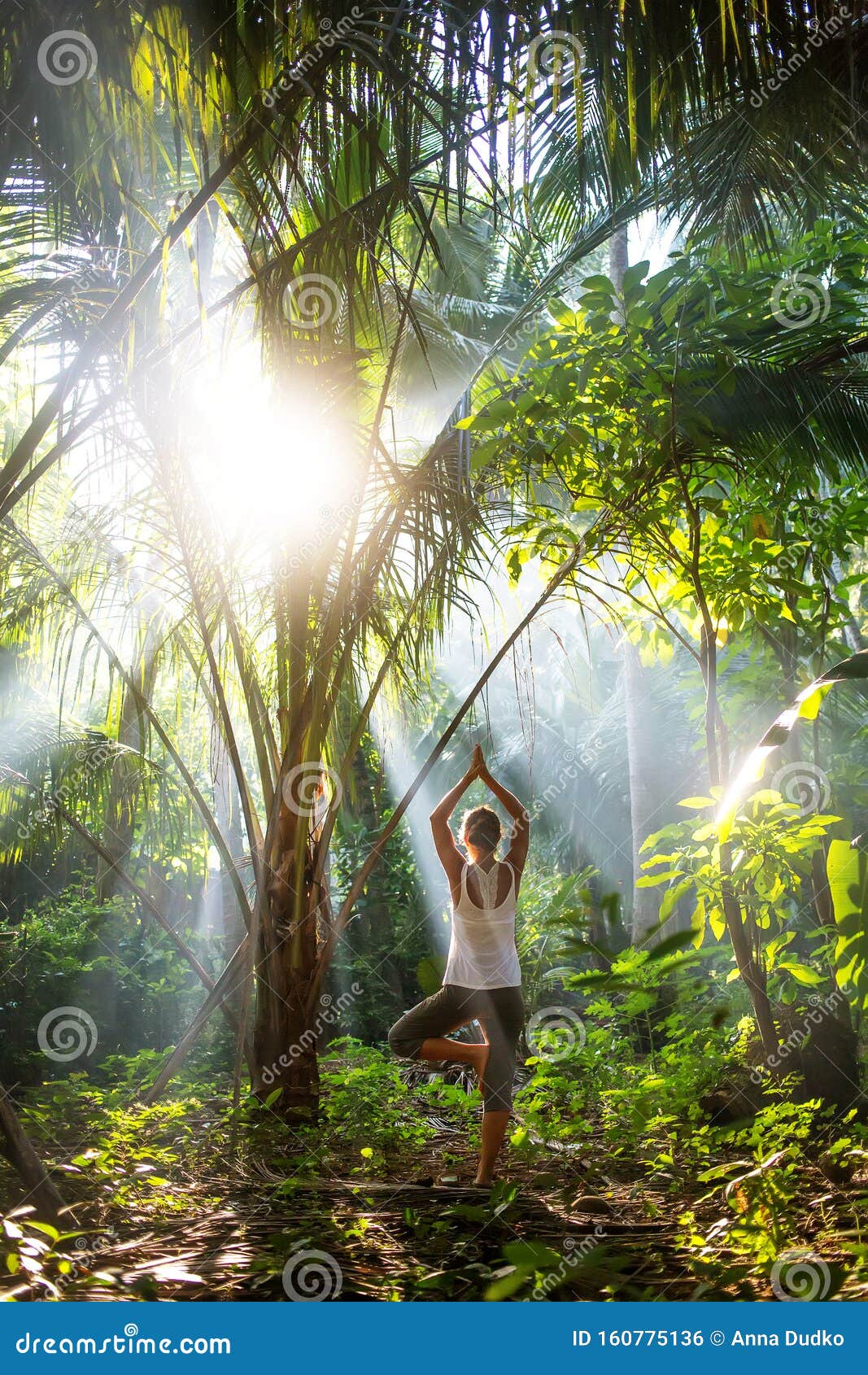Woman Doing Yoga Outside in Jungle Stock Photo - Image of life, outside ...
