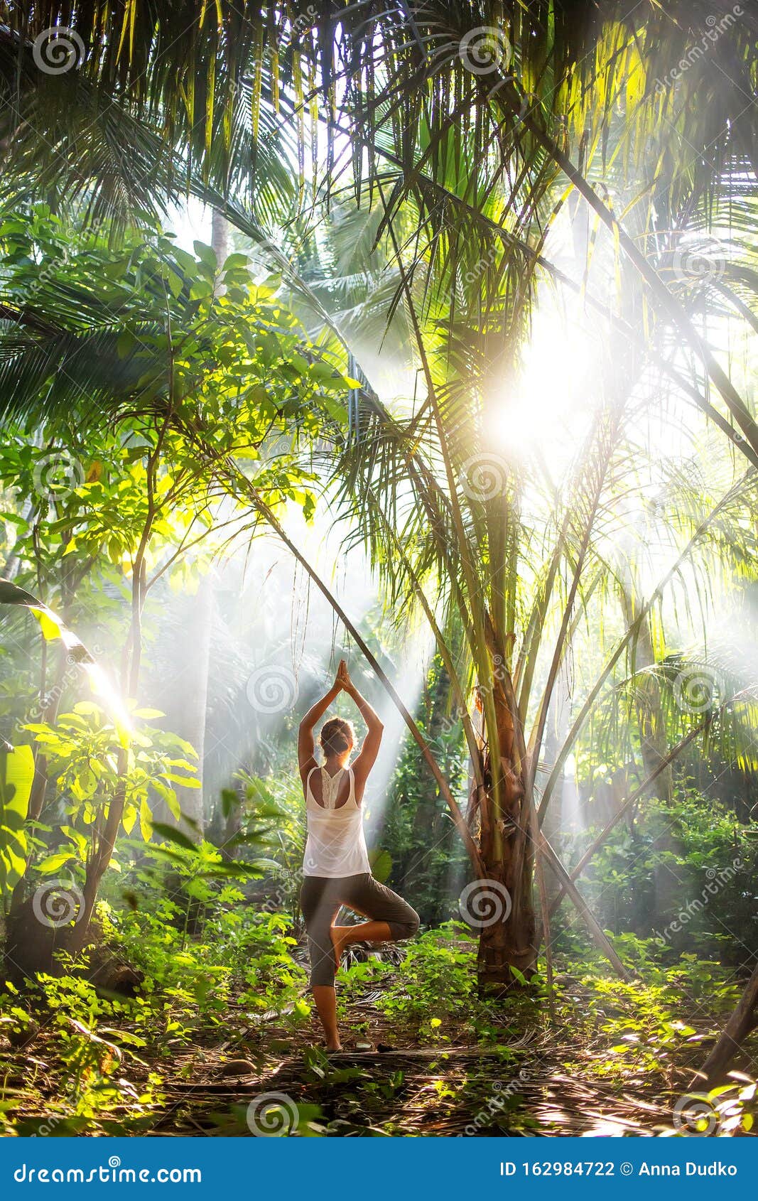 Woman Doing Yoga Outside in Jungle Stock Photo - Image of outdoor ...