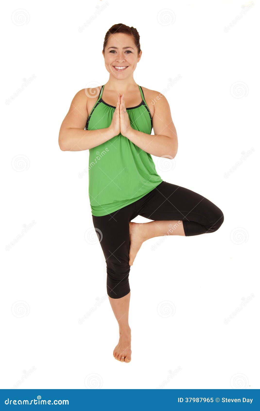 Woman Doing Yoga Pose Called Tree Which Represents Stock Image - Image ...