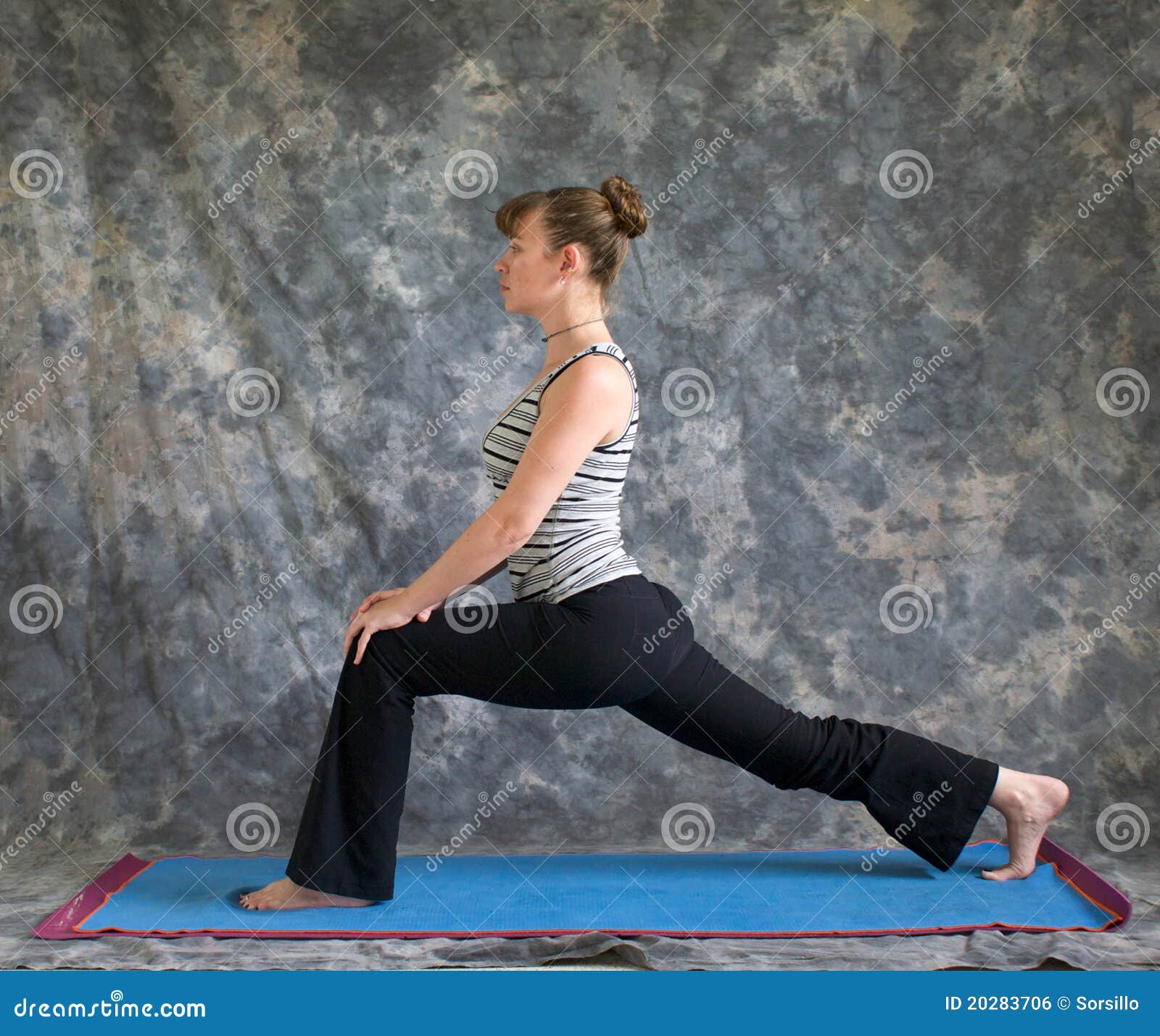 Woman Doing Yoga Posture High Lunge Pose Stock Photo - Image of profile ...