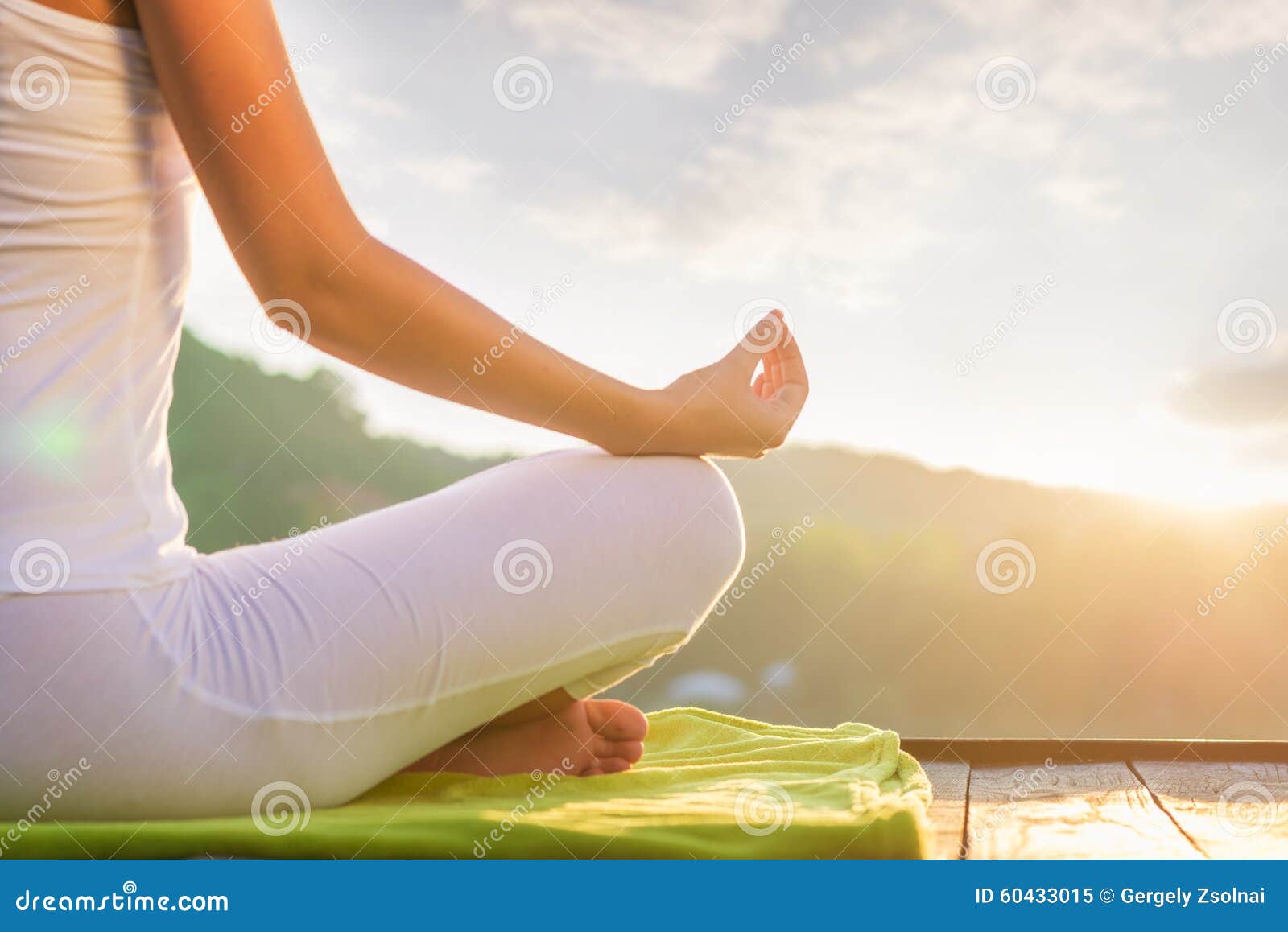 Woman Doing Yoga on the Shore - Half Figure Sitting Stock Image - Image ...
