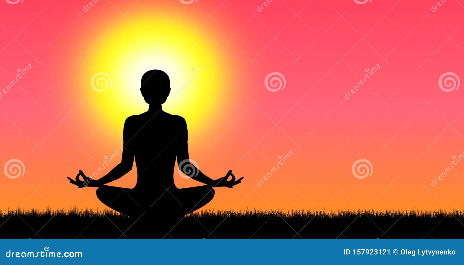 Woman doing yoga at sunset stock vector. Illustration of energy - 157923121