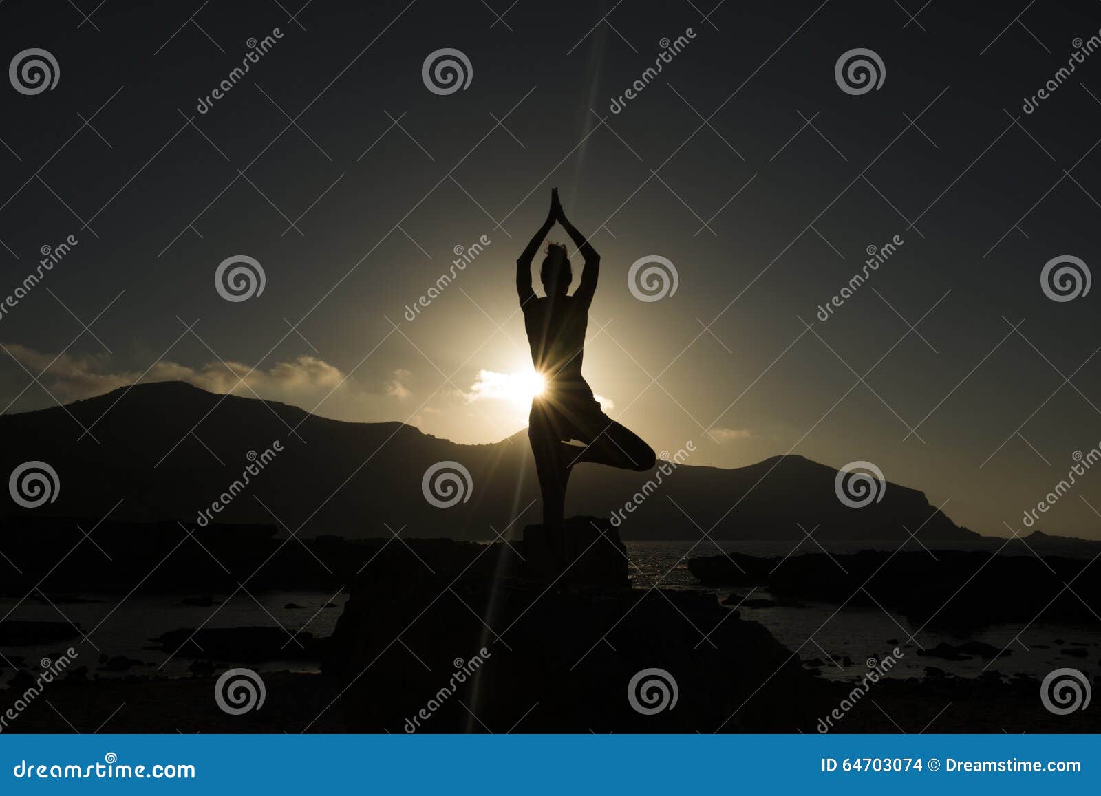 Woman Doing Yoga in the Sunset Stock Photo - Image of nature, people ...