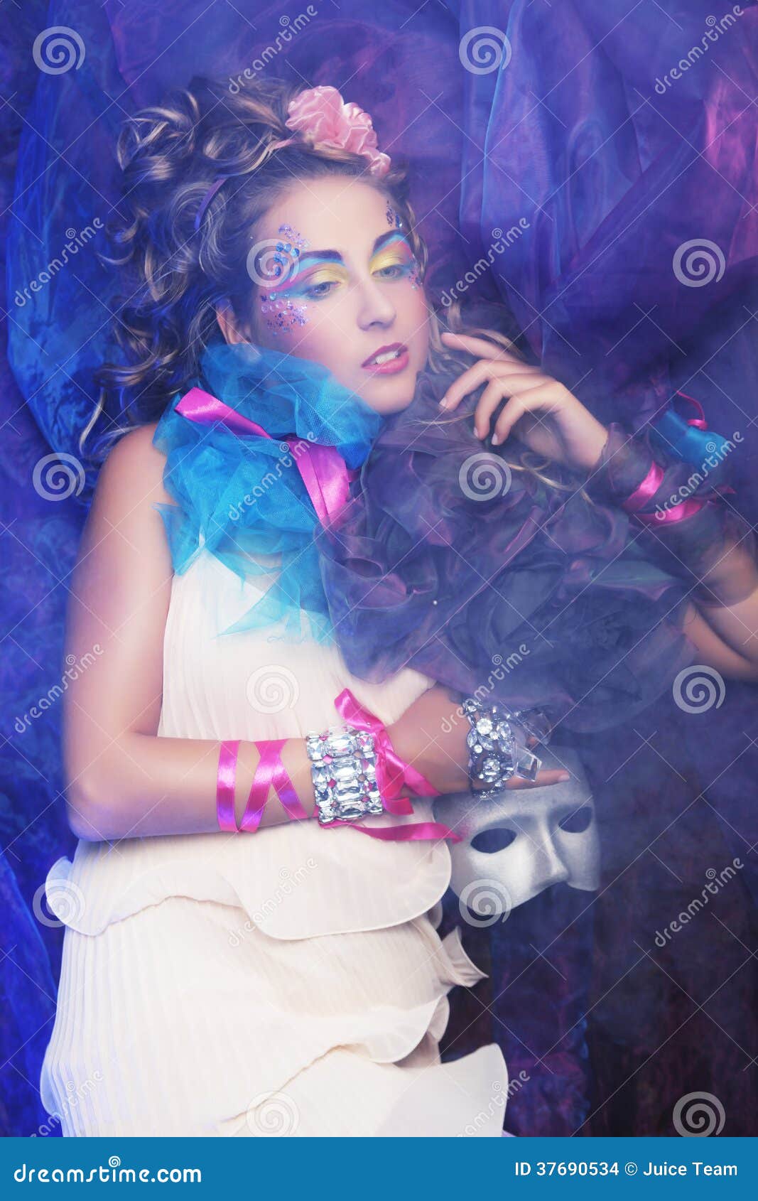 Woman in Doll Style with Mask. Stock Photo - Image of beautiful, mirror ...