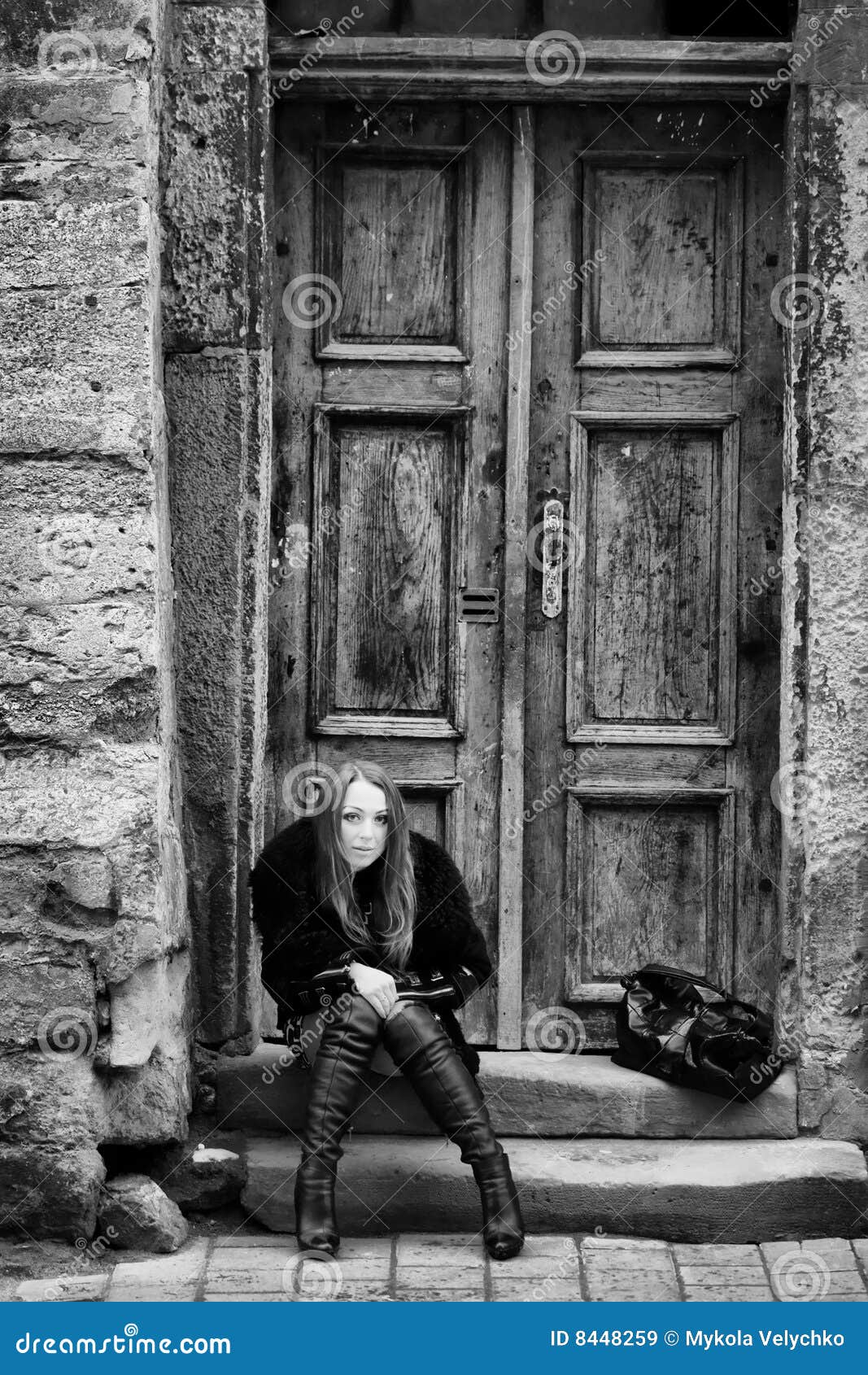 Woman at door stock image. Image of alone, house, solitude - 8448259