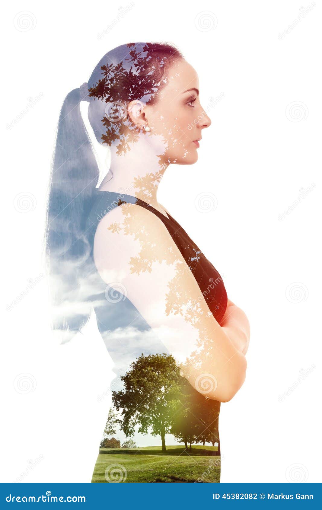 Woman Double Exposure Nature Stock Photo - Image of elegance, meadow ...