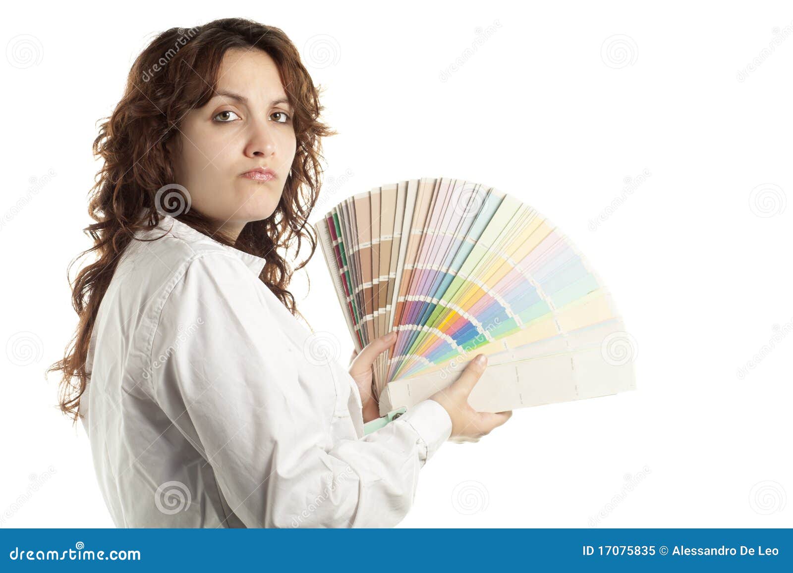 Woman in Doubt with Color Swatch Stock Image - Image of artist ...