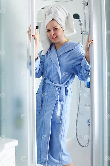 Woman in douche stock image. Image of face, massage, female - 9796833