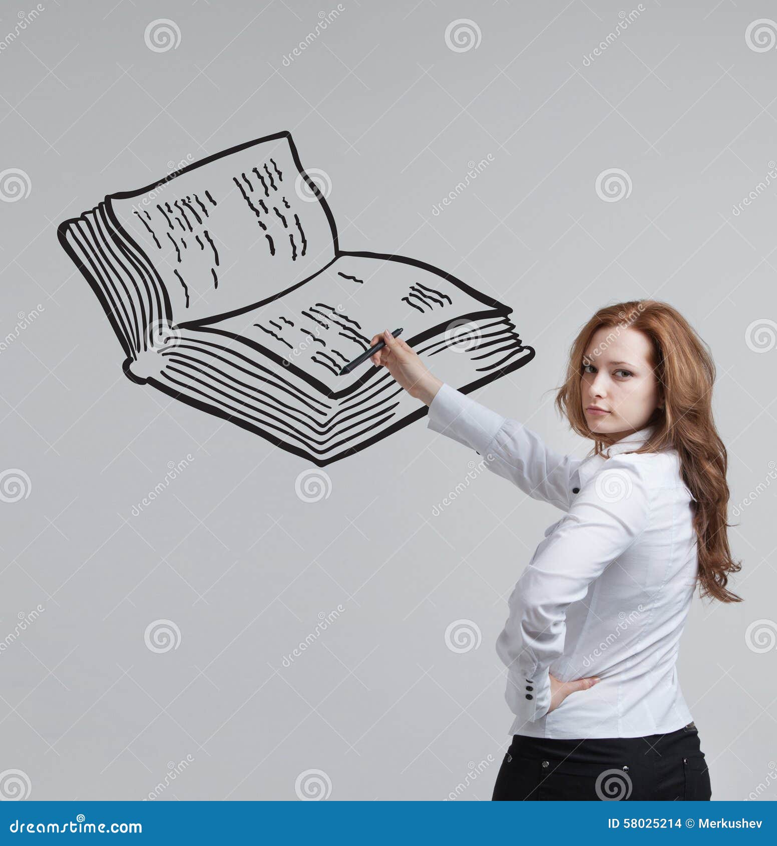 Woman drawing a book stock photo. Image of pages, people - 58025214