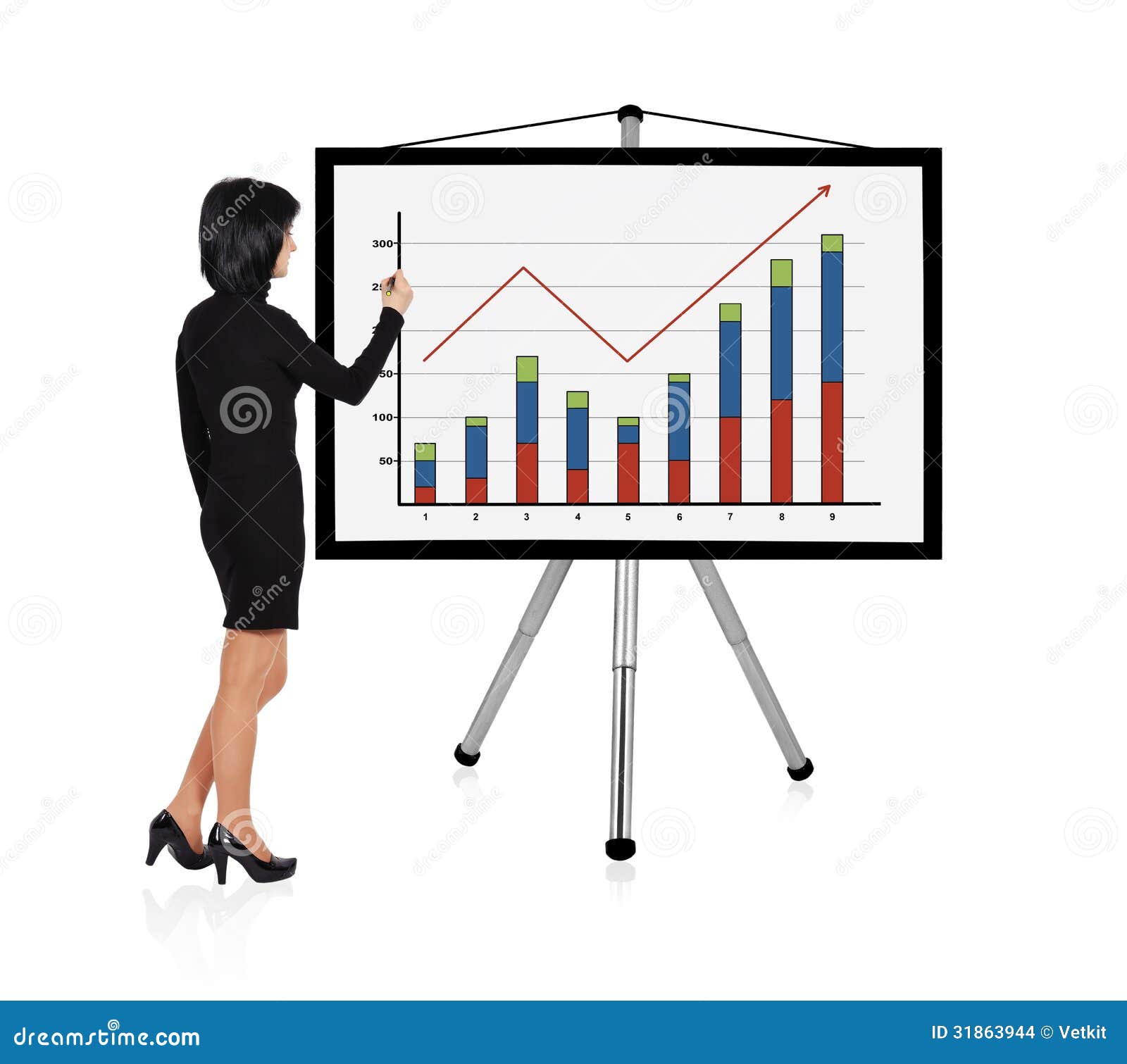 Woman drawing graph stock photo. Image of concept, brainstorming - 31863944