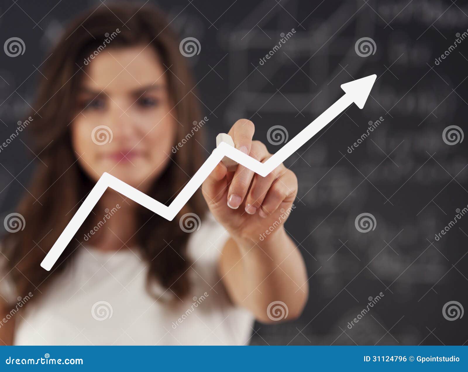 Woman drawing a growth stock photo. Image of diagram - 31124796