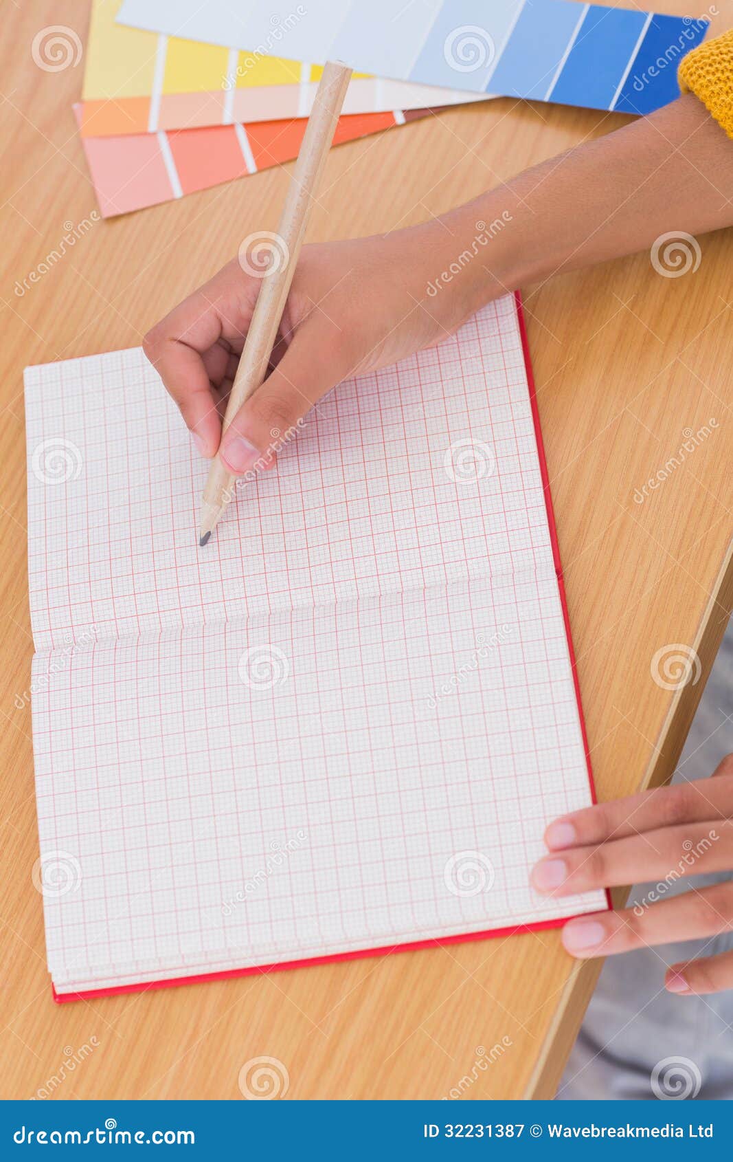 Woman drawing on a paper stock image. Image of business - 32231387