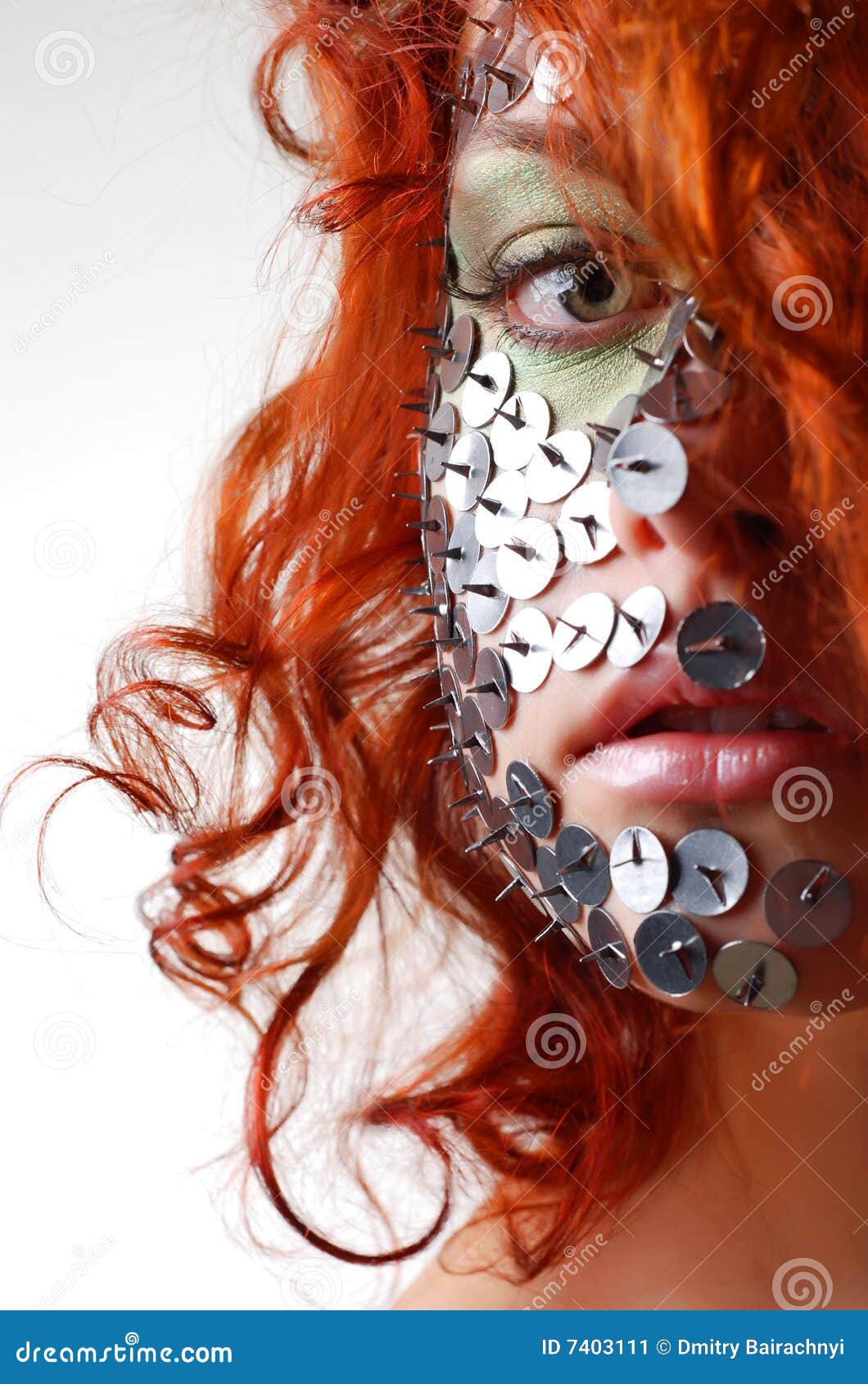 Woman with drawing pin stock image. Image of hair, spooky - 7403111