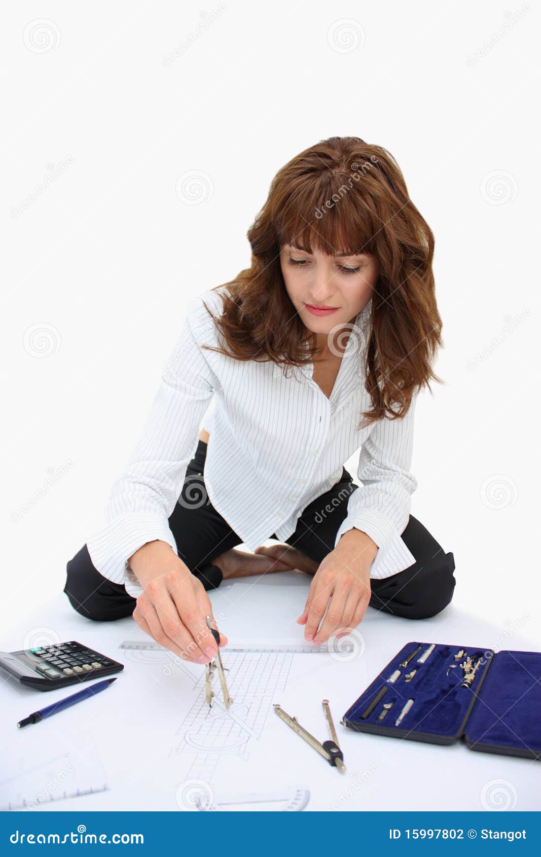 A woman drawing project stock photo. Image of project - 15997802