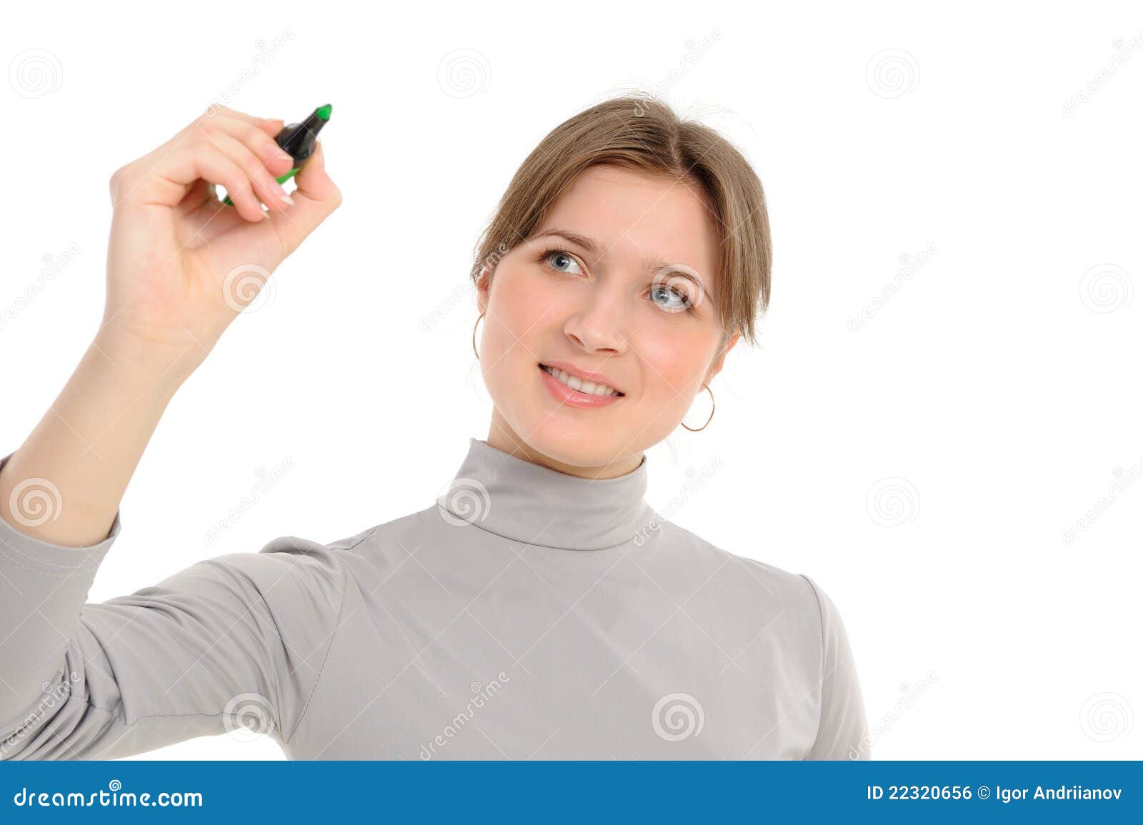 Woman Drawing Something on Screen with a Pen Stock Photo - Image of ...