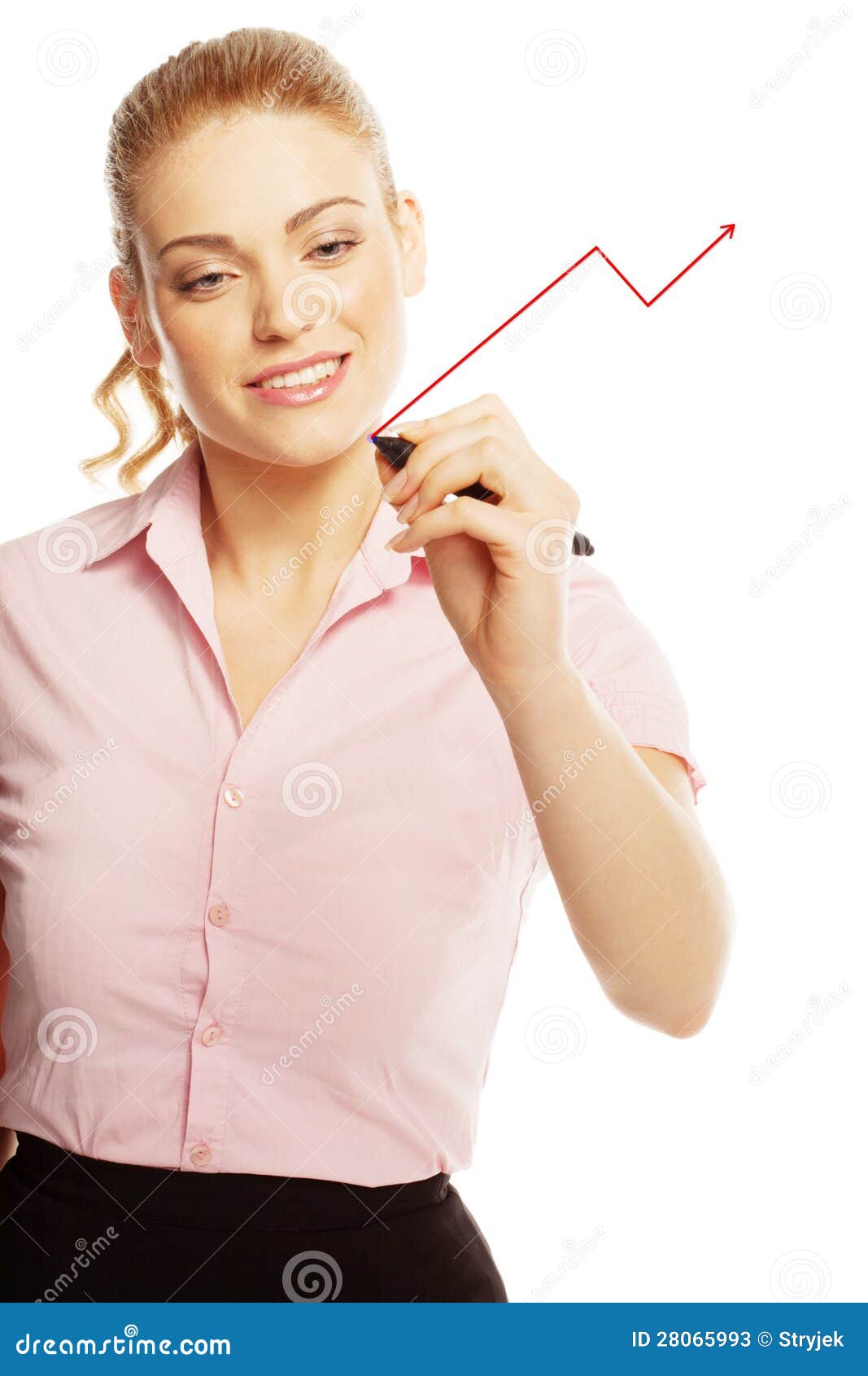 Woman Drawing on a Virtual Screen Stock Image - Image of elegant ...