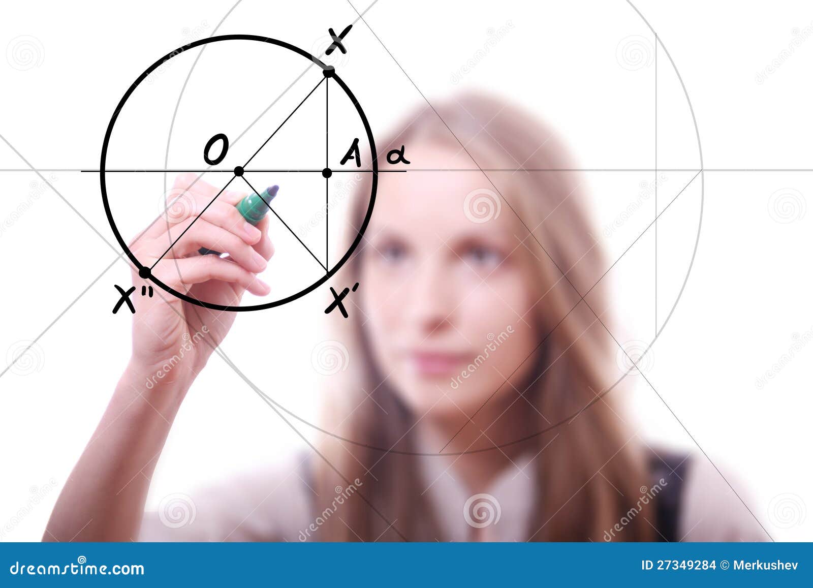 Woman Draws Geometric Shapes Stock Photo - Image of imagination ...