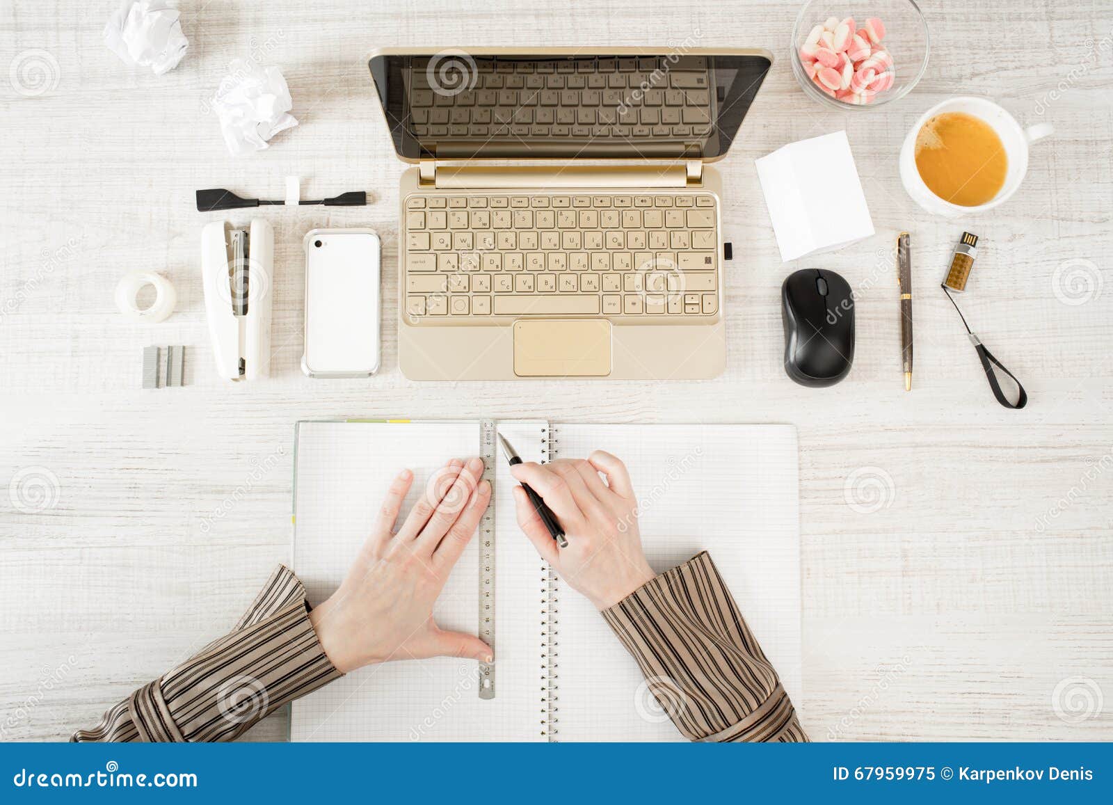 Woman Draws in the Work Place in Office Stock Image - Image of crushed ...