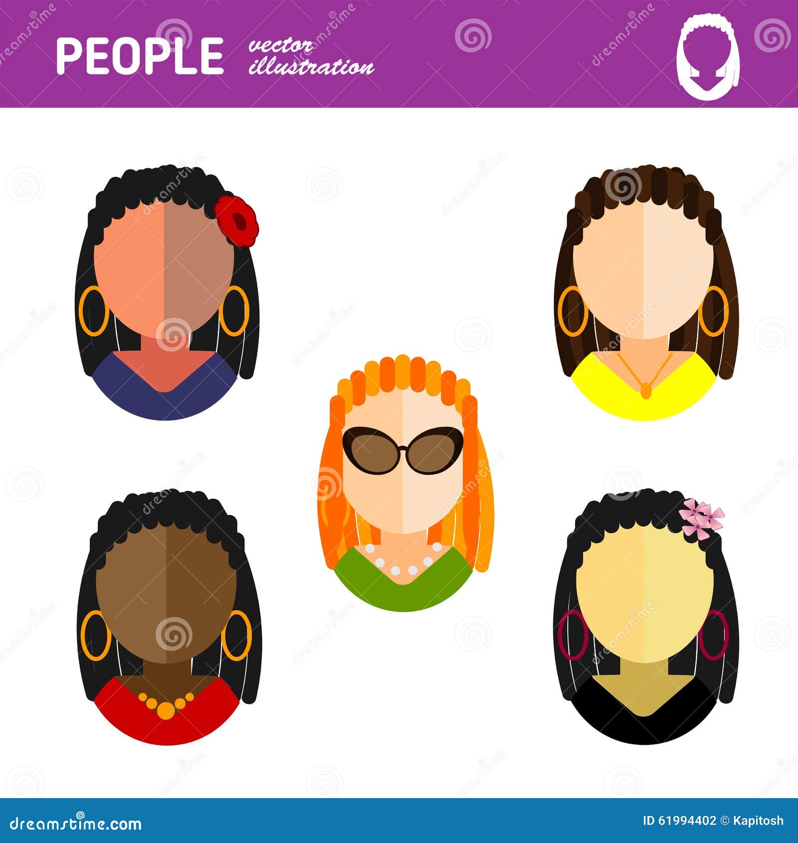 Woman With Dreadlock On A White Background Vector Illustration ...