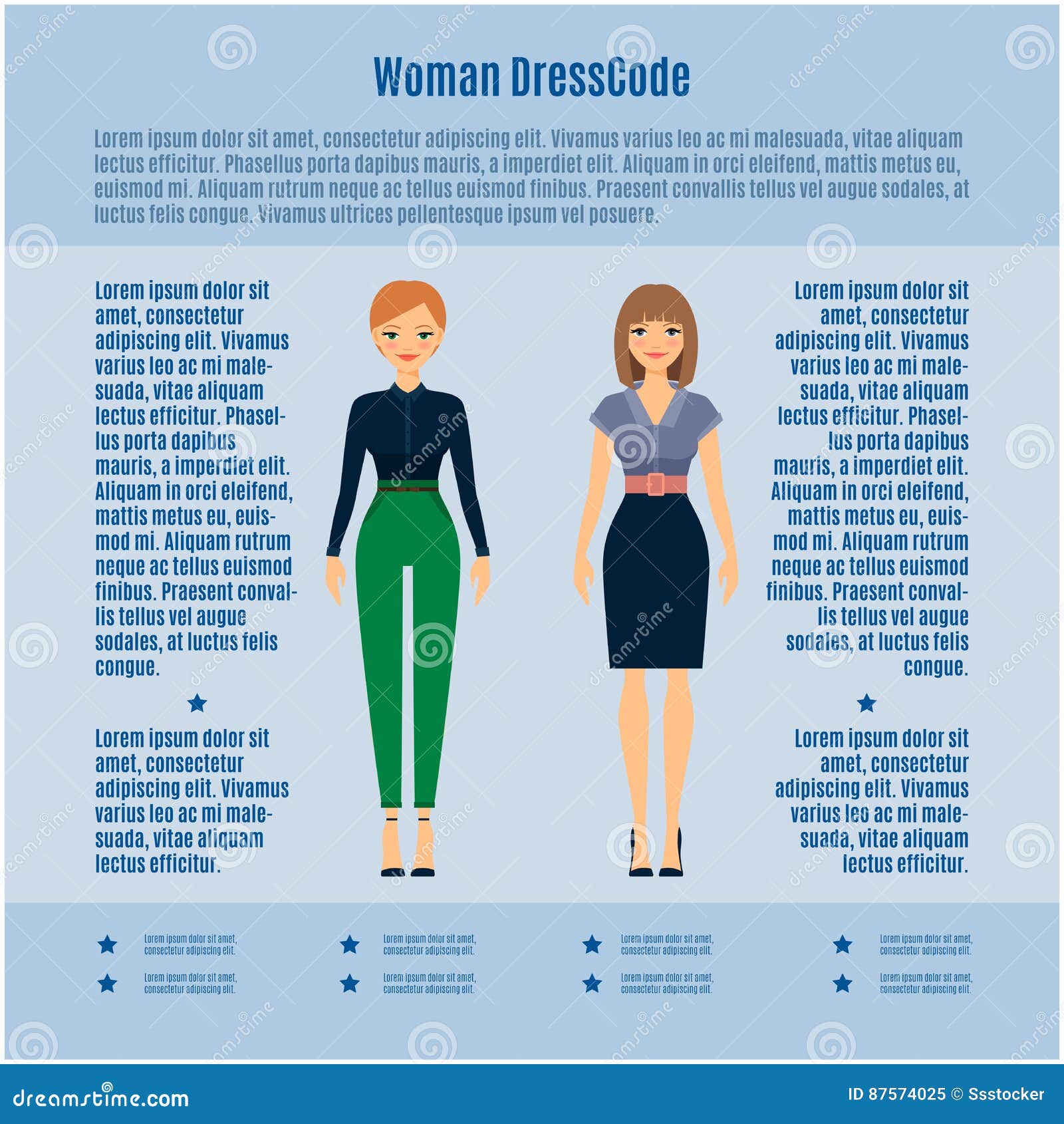 Woman Dress Code Infographic Stock Vector - Illustration of office ...