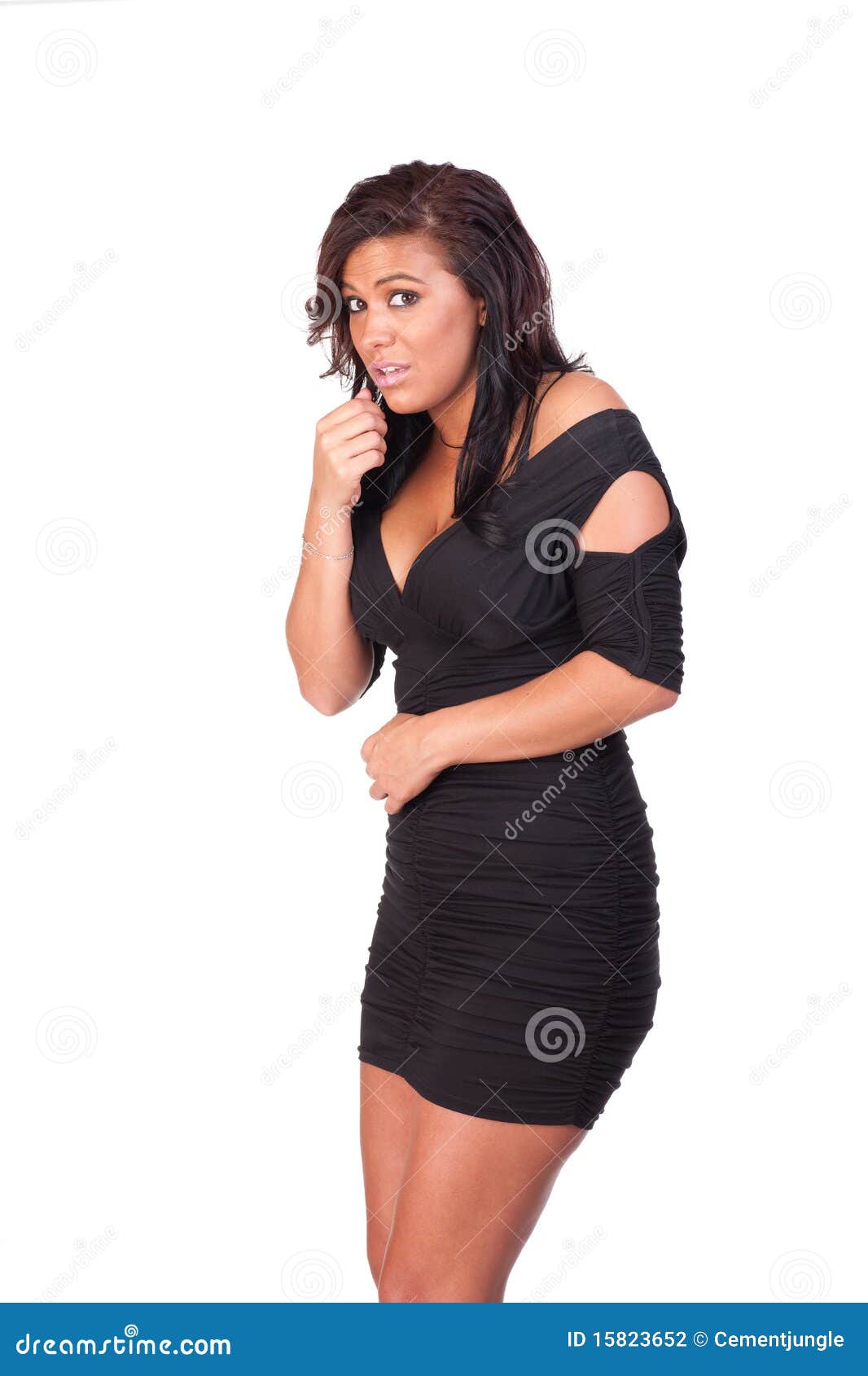 Woman in Dress Looking Sheepish Stock Photo - Image of beautiful ...