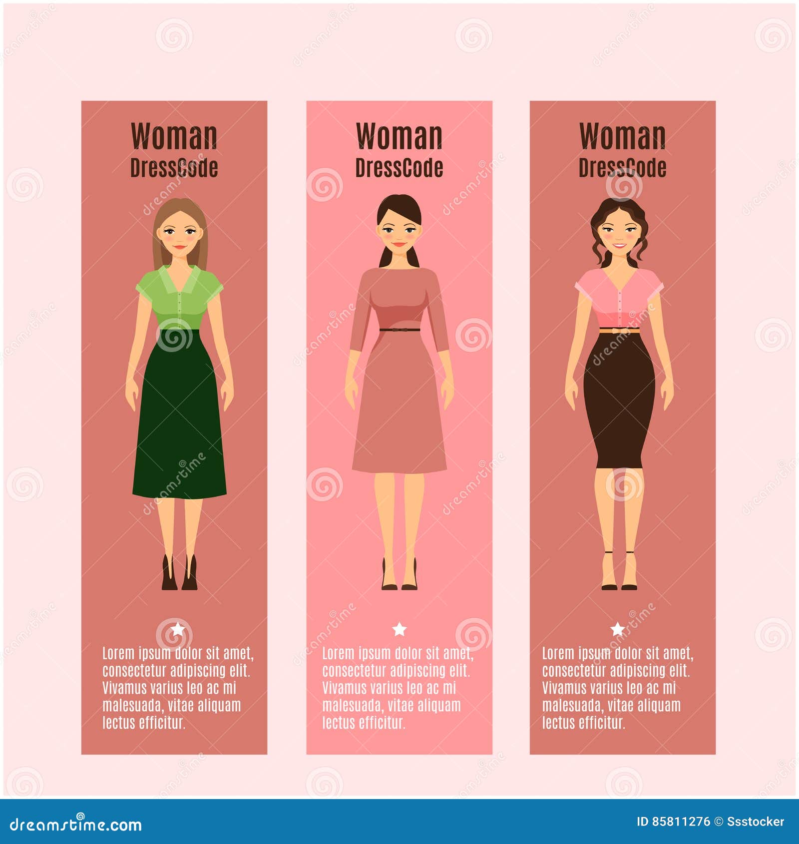 Woman DressCode flyers set stock vector. Illustration of fashion - 85811276