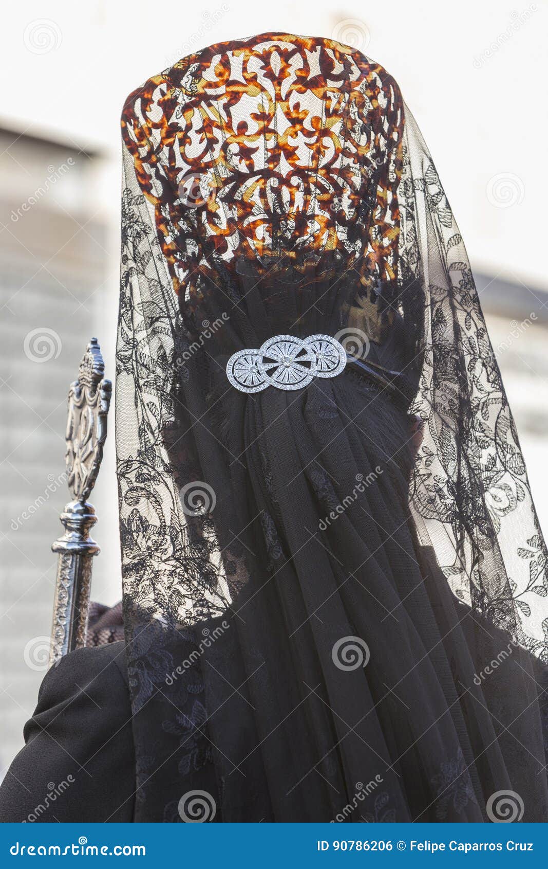 Woman Dressed in Mantilla during a Procession of Holy Week Stock Photo ...