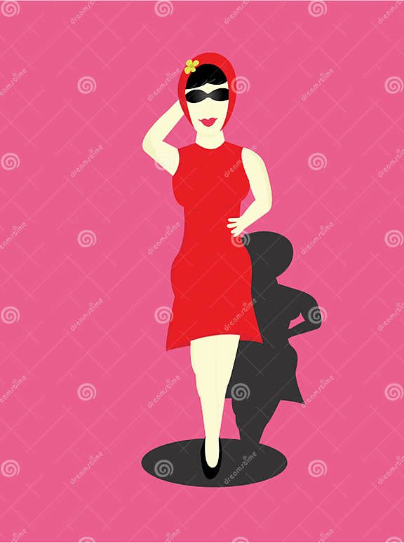 The Woman Dressed In Red Stock Vector Illustration Of Finger 63962631